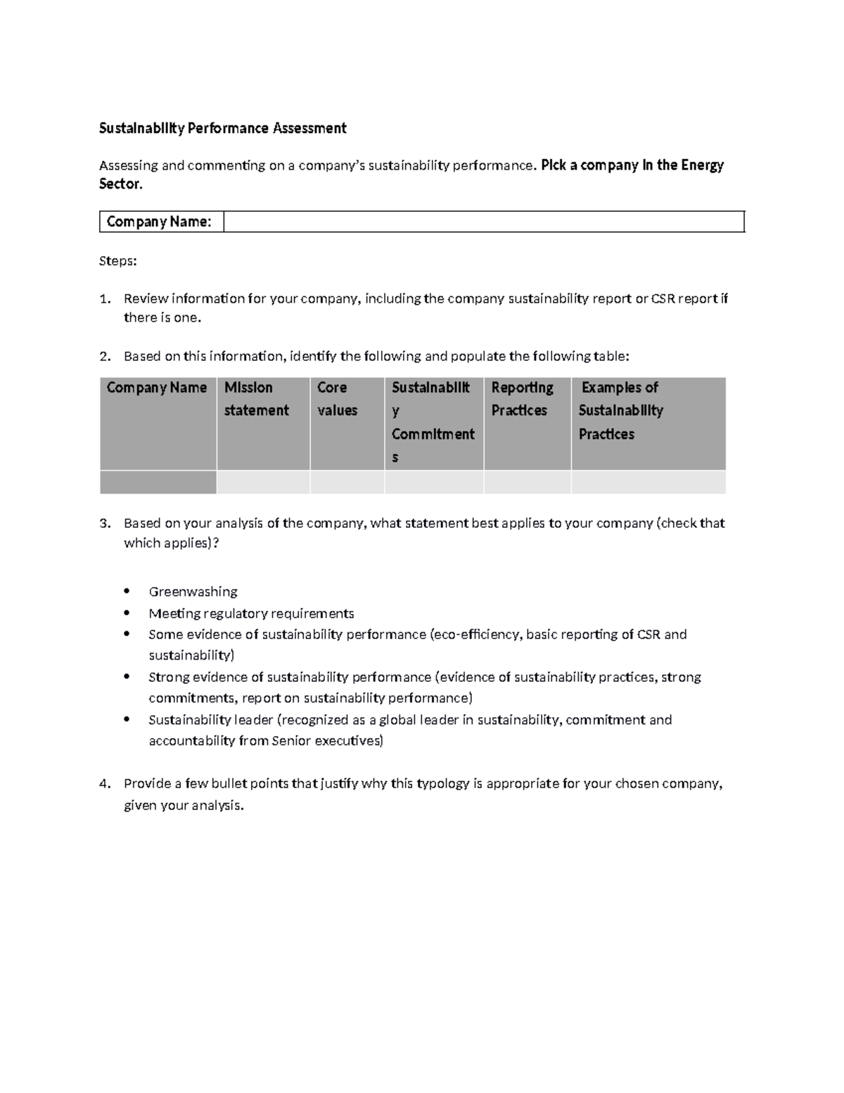 Worksheet for Tutorial 10 2023 - Sustainability Performance Assessment ...