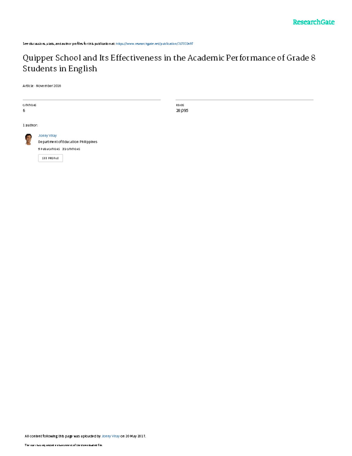 Quipper Schooland Its Effectivenessinthe Academic Performanceof Grade 8Studentsin English - See ...