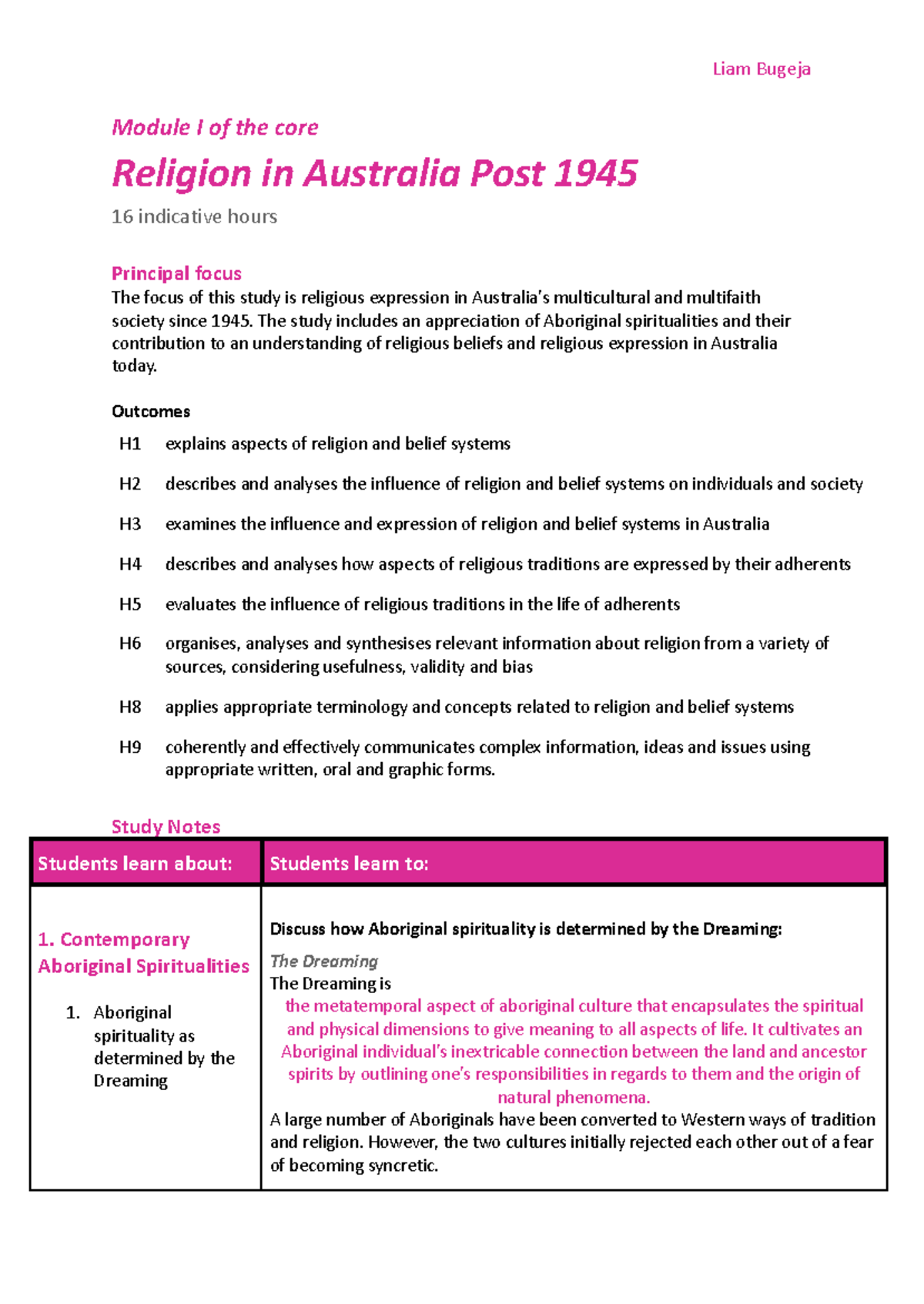 HSC SOR I study notes - Australian religion post 1945 (Part I) - Liam ...