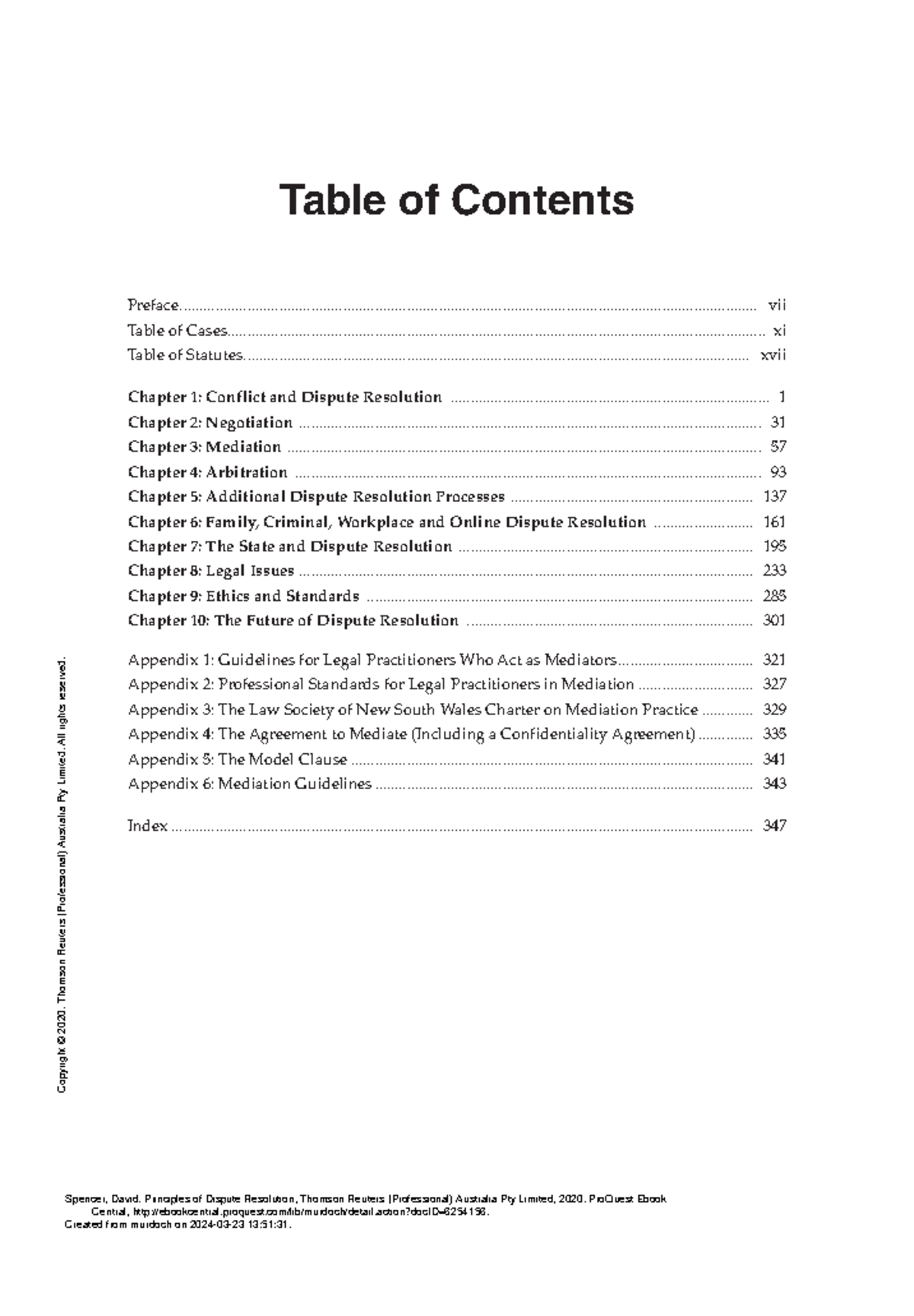 Principles of Dispute Resolution - (Table of Contents) - Table of ...