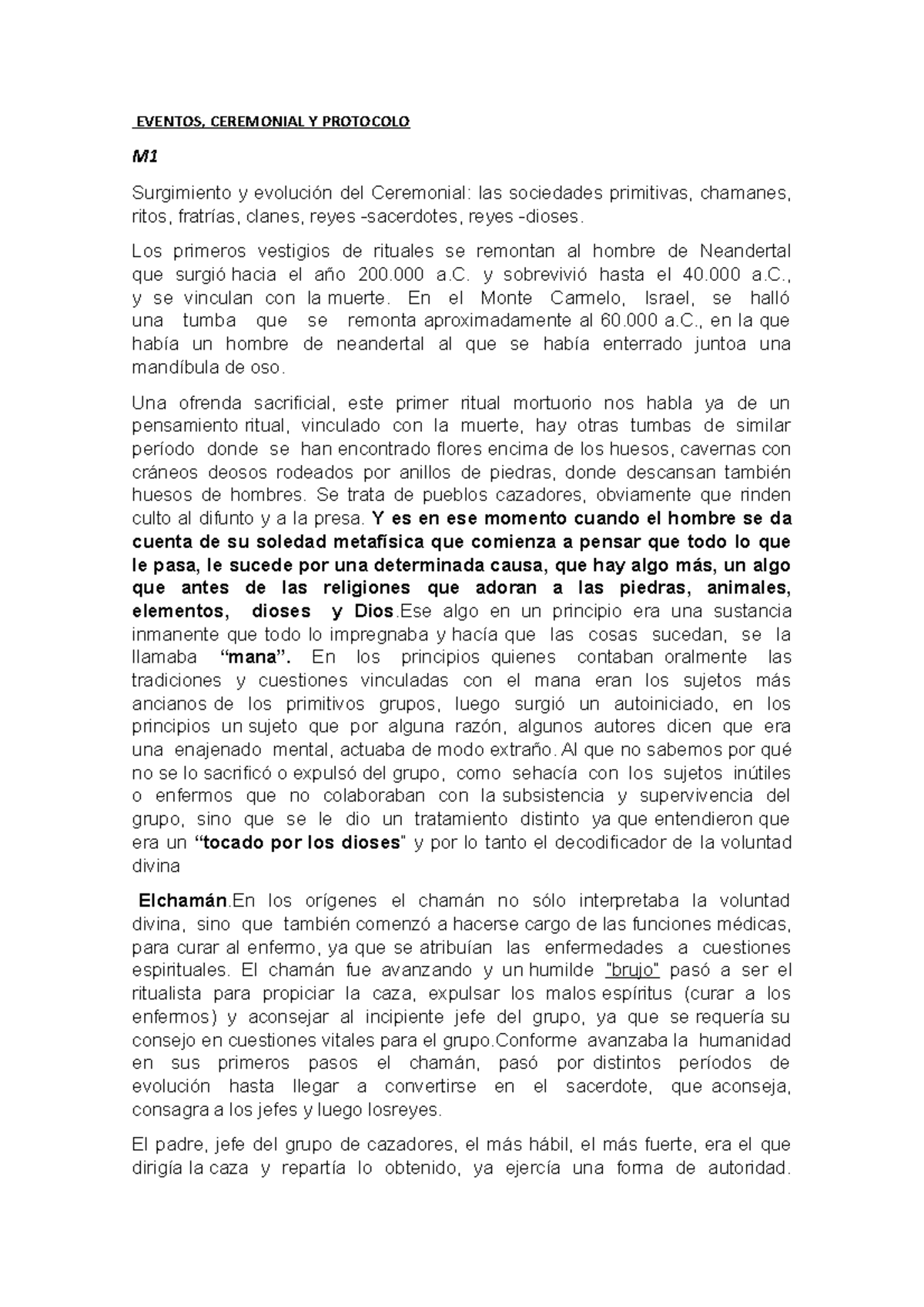 Resumen , Eventos ceremoniales y protocolos M1 - EVENTOS, CEREMONIAL Y PROTOCOLO M Surgimiento y ...