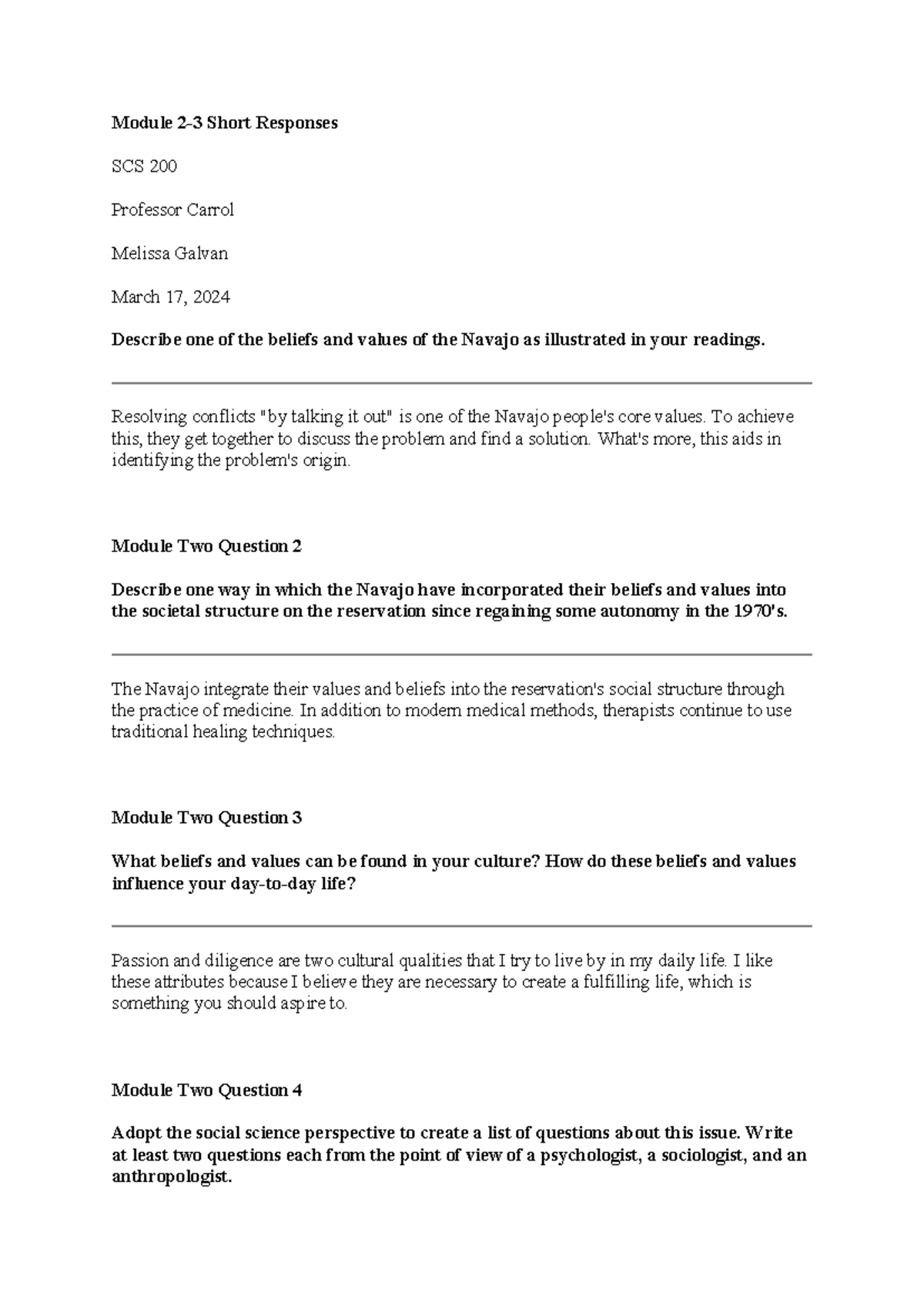 Mod 2-3 short responses Melissa Galvan SCS 200 Applied Social Sciences ...