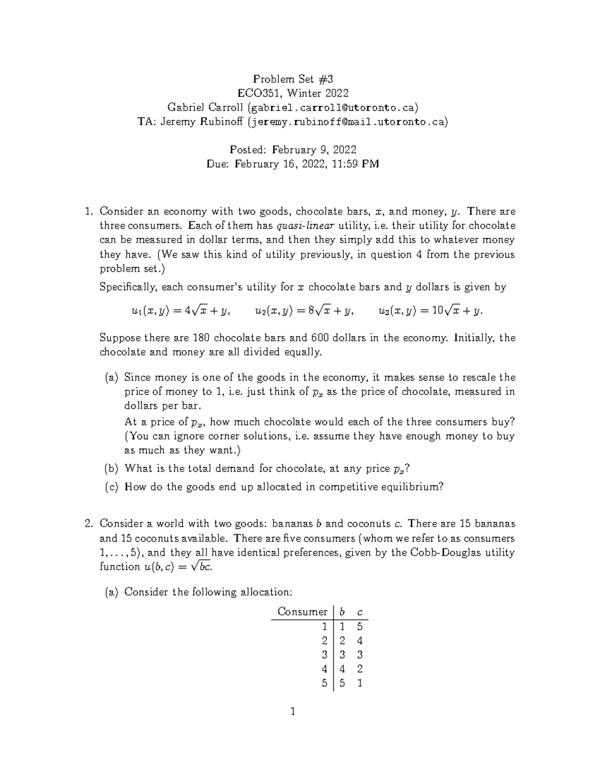 Problem set 3: fair division - Problem Set # ECO351, Winter 2022 ...