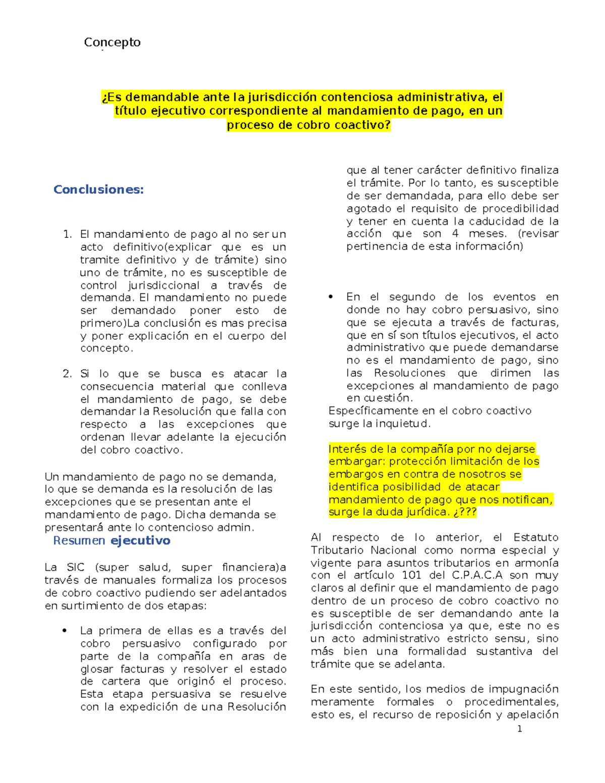 Concepto mandamiento de pago demandable-cobros coactivos - Jurídico ¿Es ...