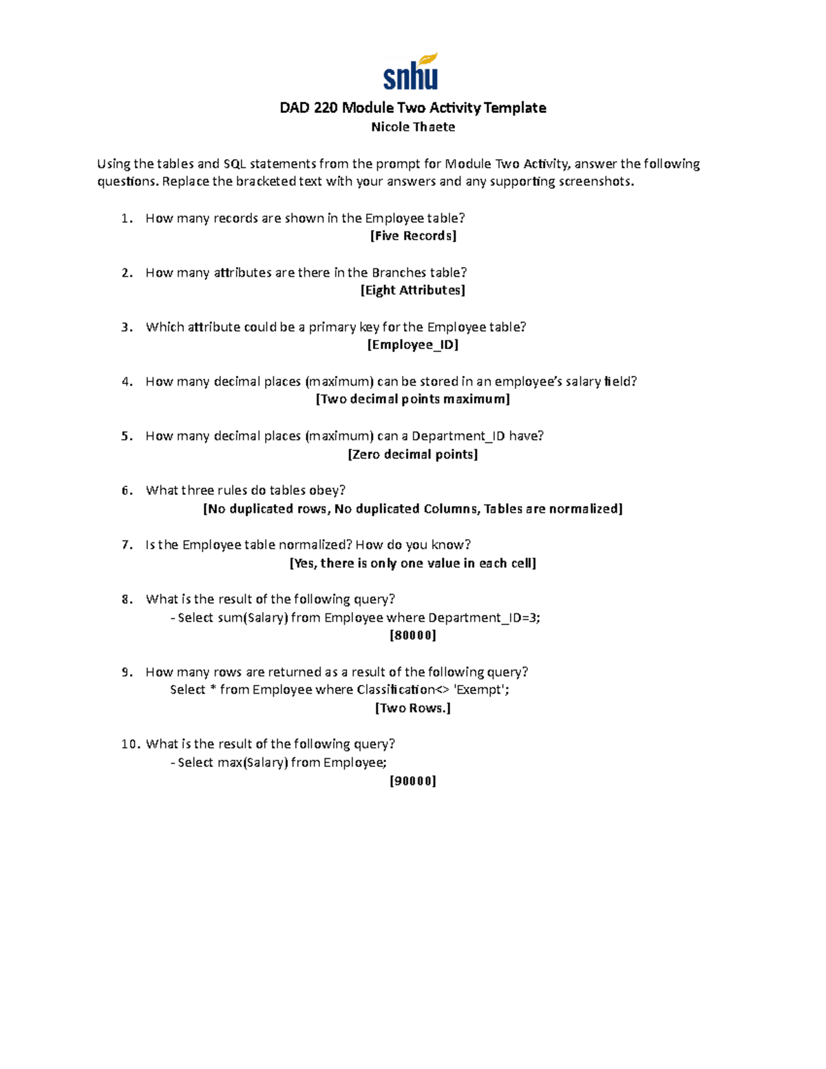 Thaete, Nicole DAD 220 Module Two Activity - DAD 220 Module Two ...