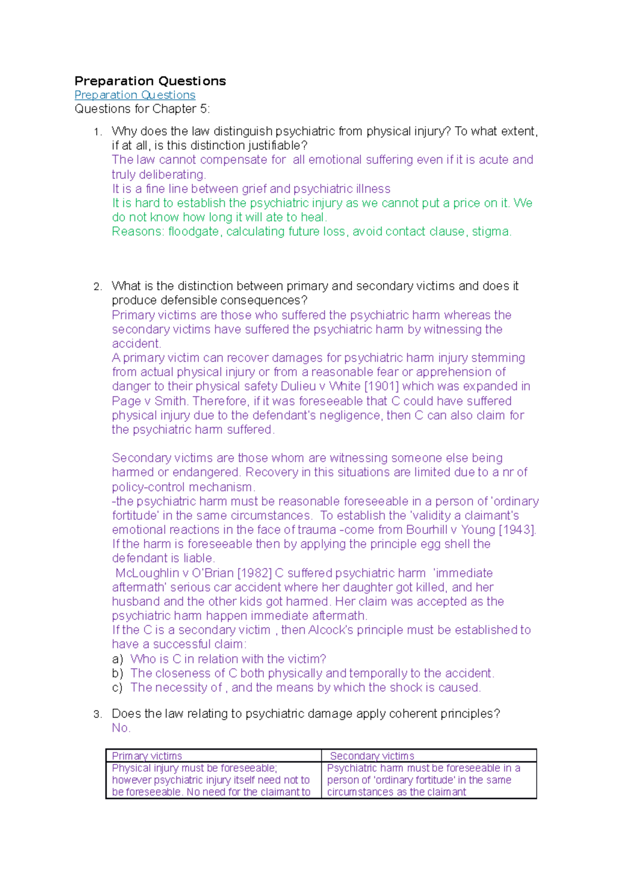 Prep and seminar questions - Preparation Questions Preparation ...