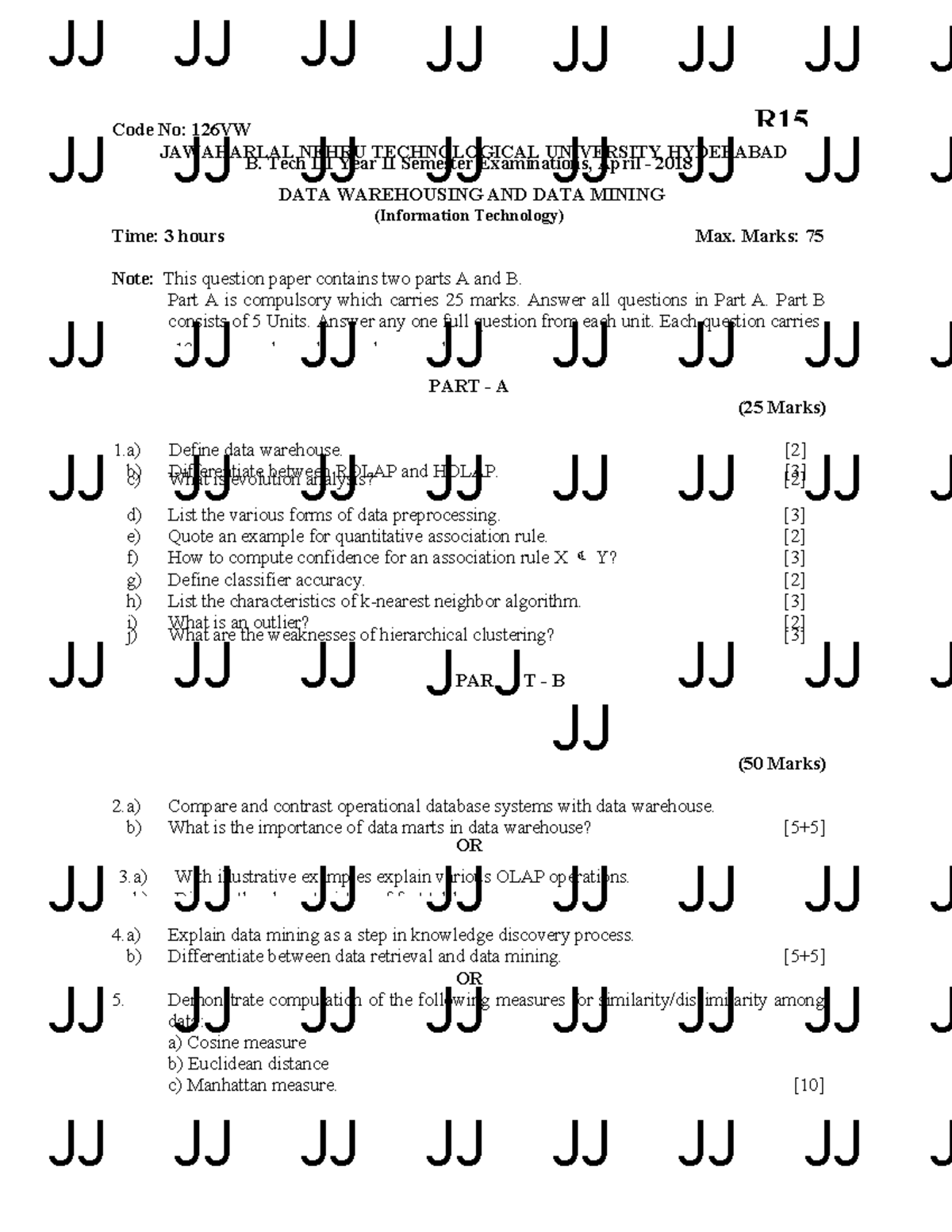 DMW 01 - Question Bank - JJ 10 marks and may have a, b, c as sub JJ 3 ...