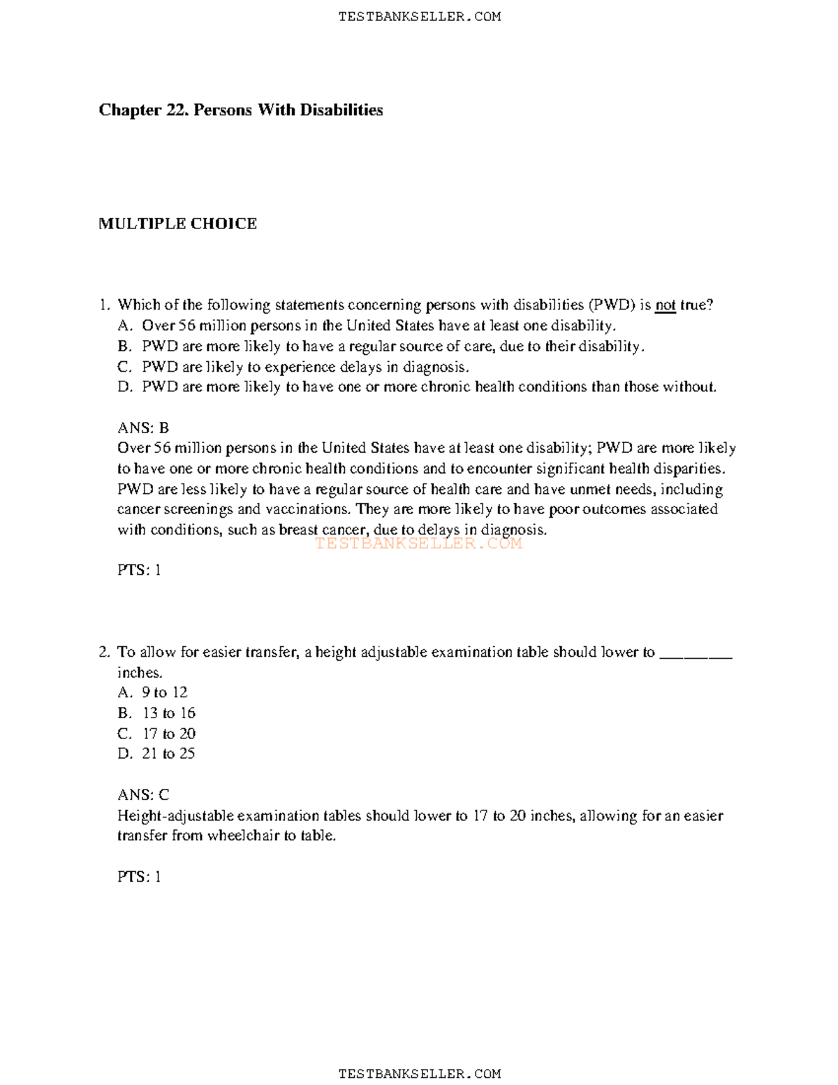 Ch22 - Practice questions for patients with disabilities ...