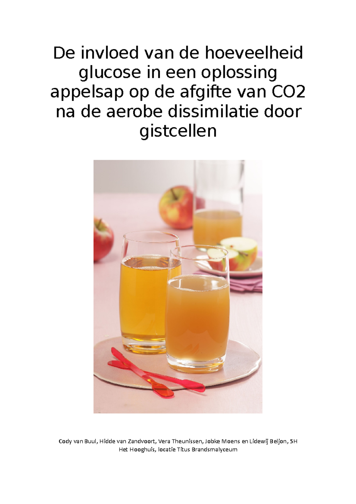 Verslag gistcellen biologie 5Hb - De invloed van de hoeveelheid glucose ...