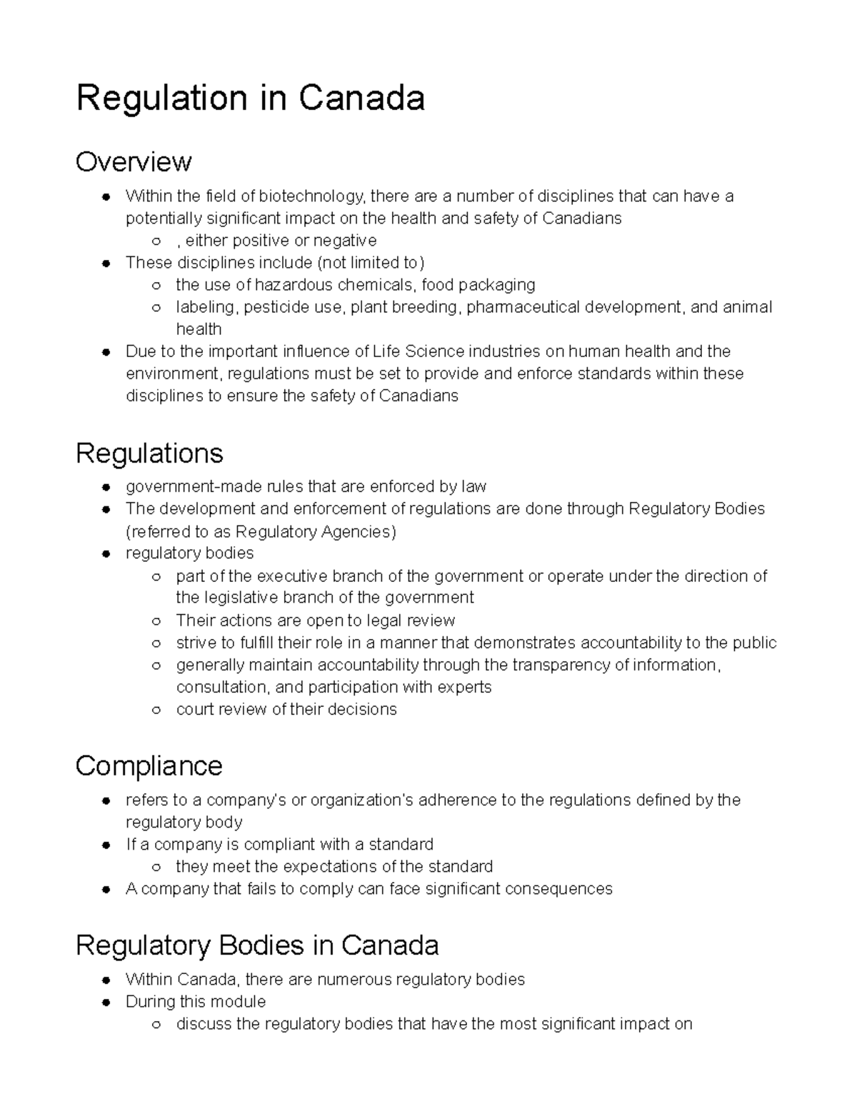 Regulation and Compliance Pt. 2 - Regulation in Canada Overview Within ...