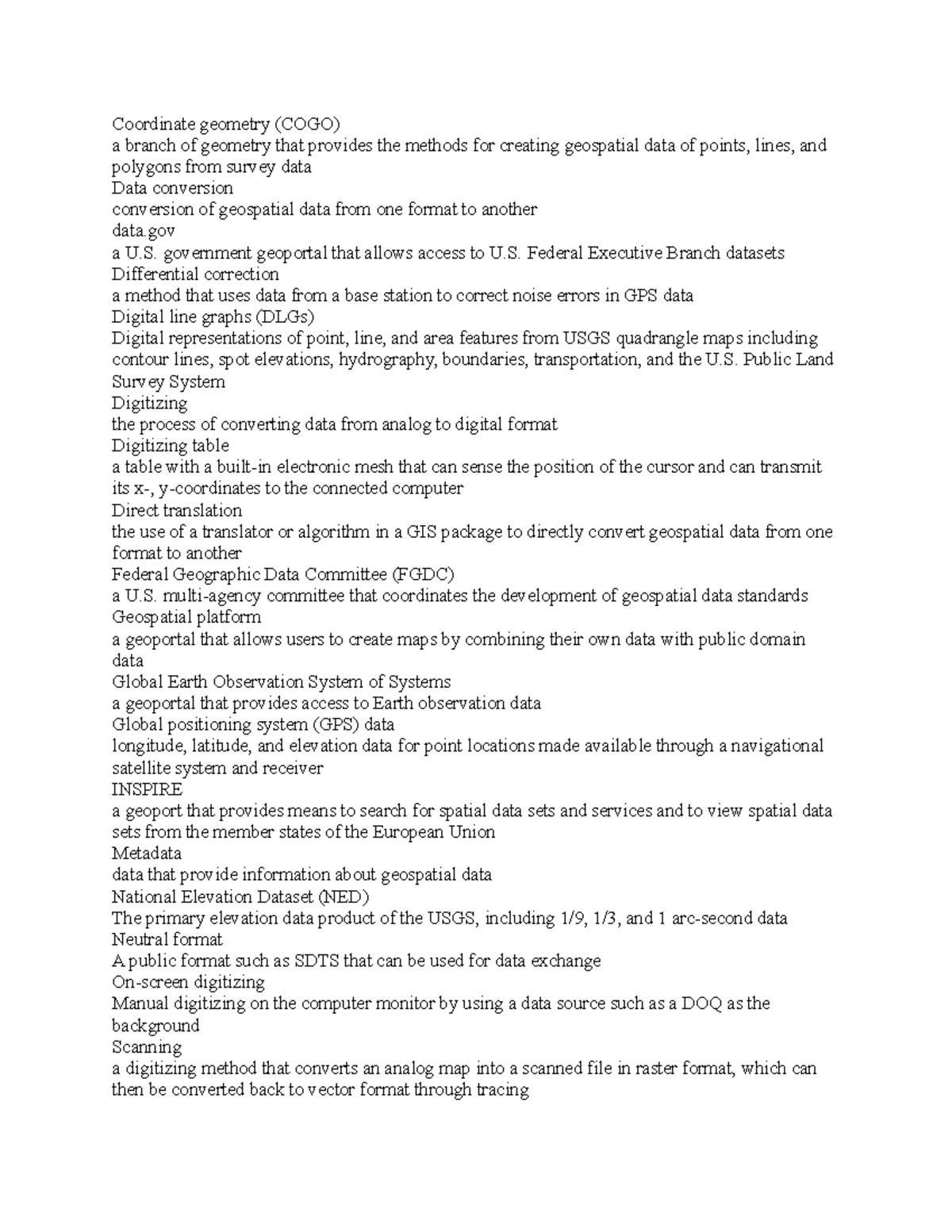 Gis 5 - notes - Coordinate geometry (COGO) a branch of geometry that ...