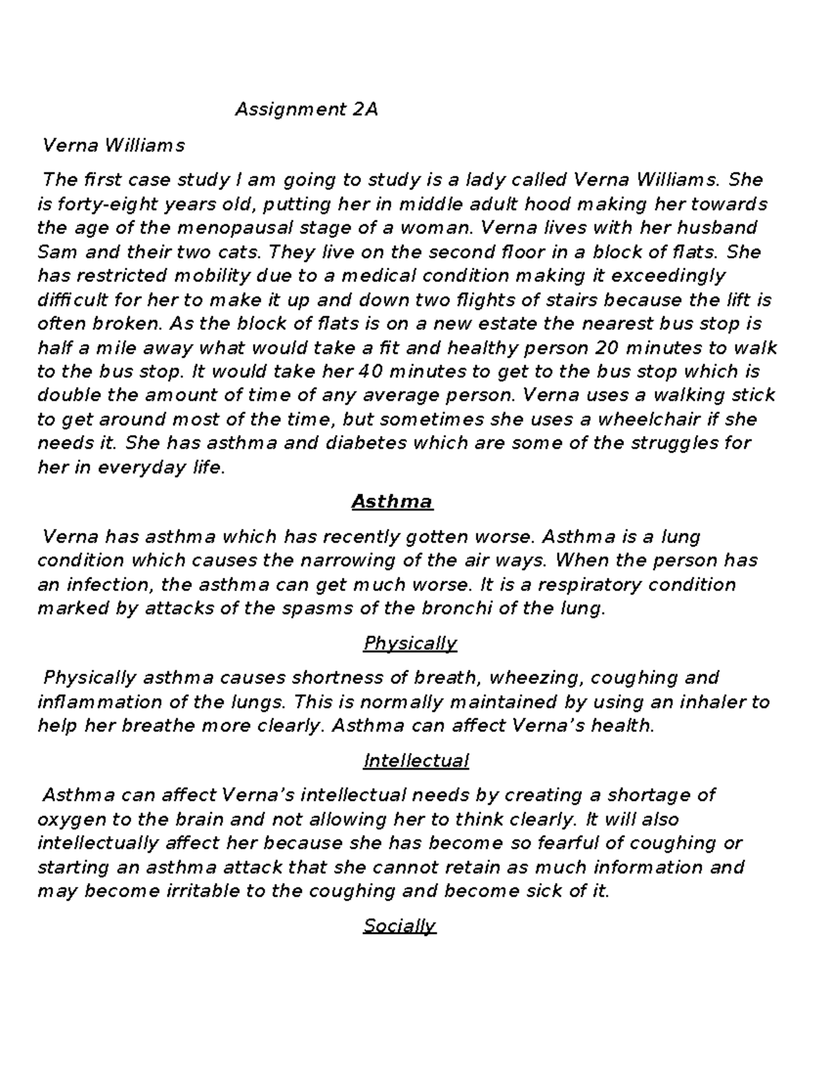 Document 62 - health - Assignment 2A Verna Williams The first case ...