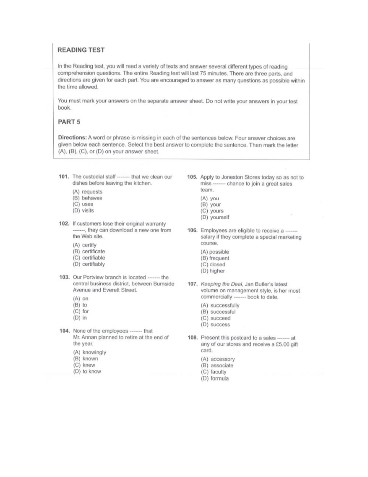 Part 5 English Toeic - English file upped - Studocu