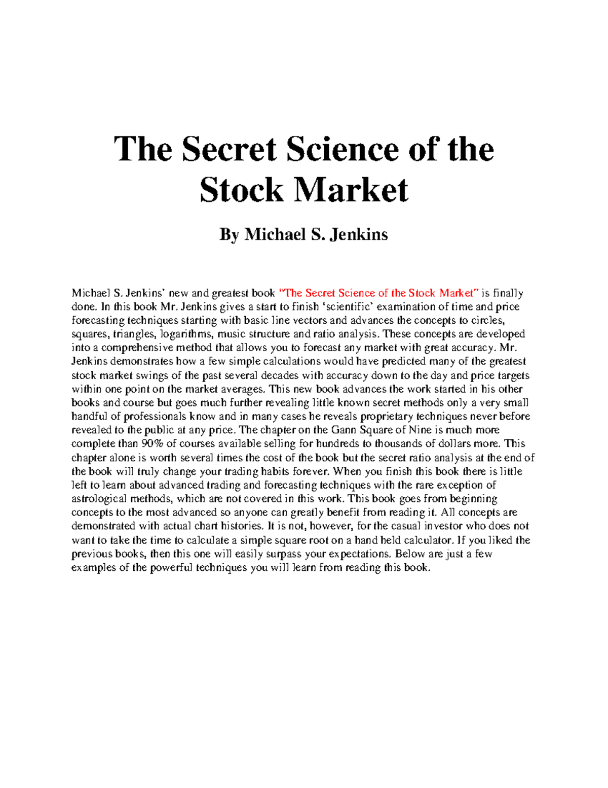 Secret Science - Jenkins Michael S. Jenkins’ new and greatest book “The ...