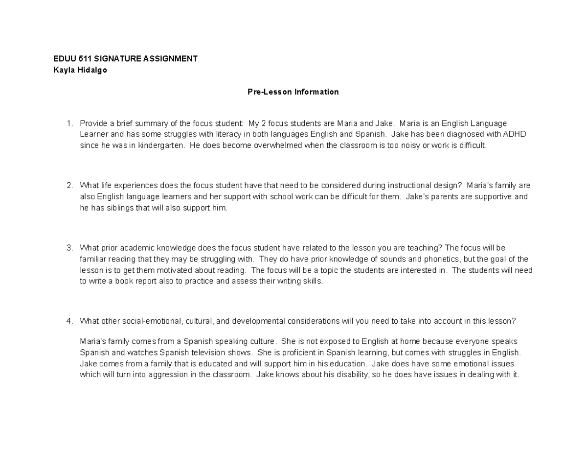Signature Assignment 511 Modified Lesson - EDUU 511 SIGNATURE ...