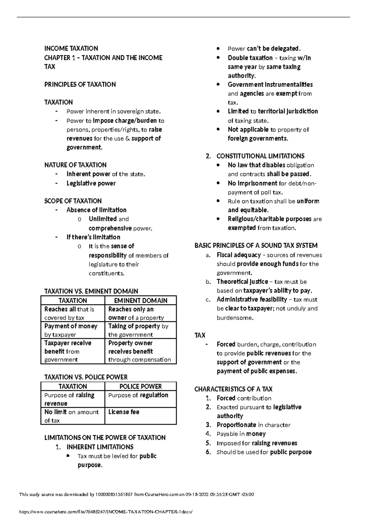 Income Taxation Chapter 1 - INCOME TAXATION CHAPTER 1 – TAXATION AND ...