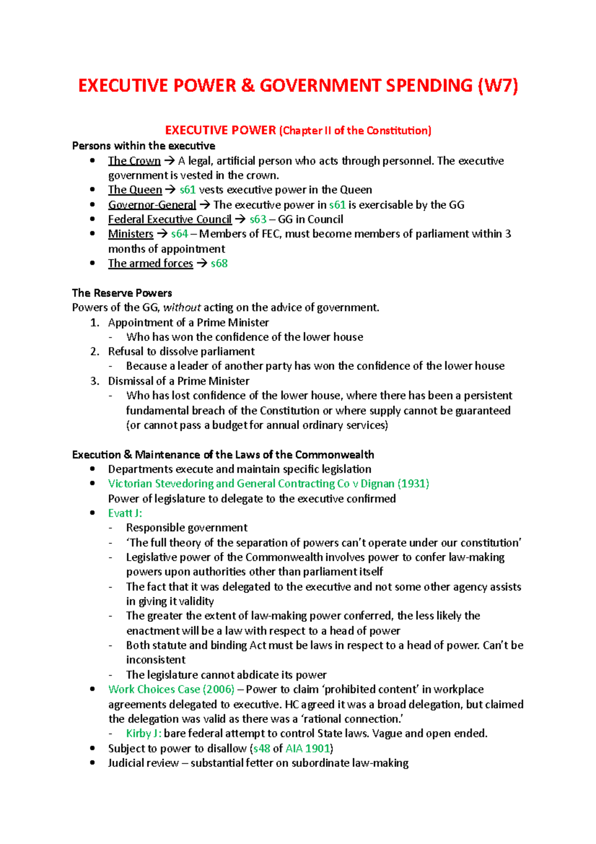 WEEK 7 Executive Power AND Government Spending - EXECUTIVE POWER ...