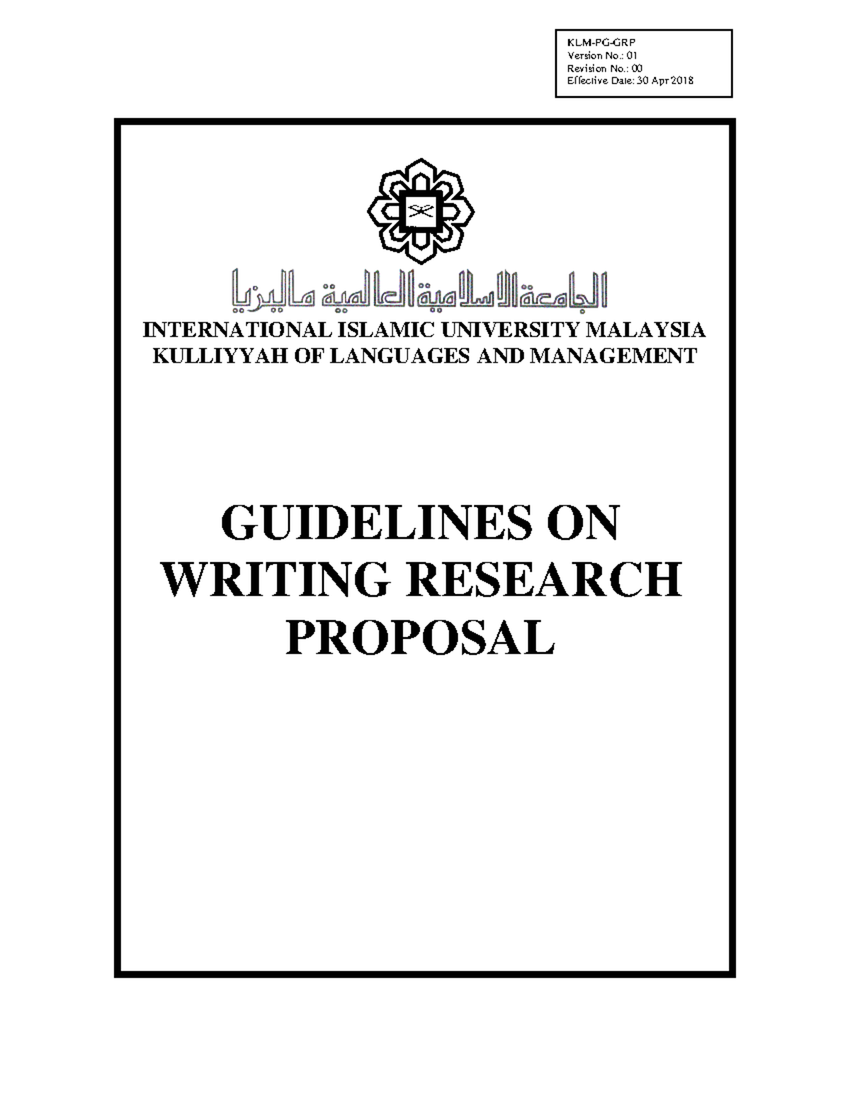 Guidelines on Writing Research Proposal - INTERNATIONAL ISLAMIC ...