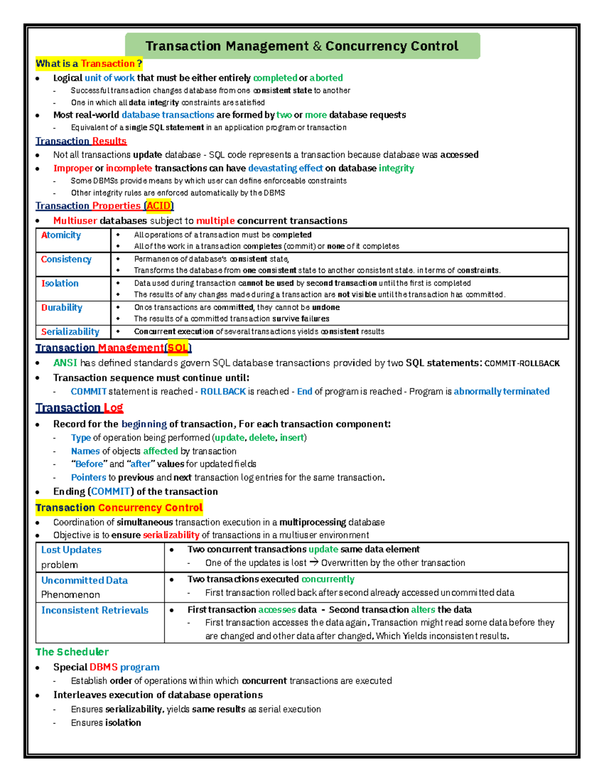 Large Scale Database - Transaction Management & Concurrency Control ...
