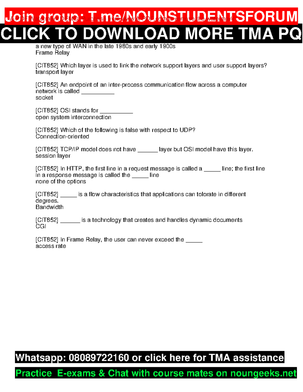 TMA CIT852 TMA2 - Telegram group: T/BBCNOUN [CIT852] ______ is a virtual-circuit wide-area ...