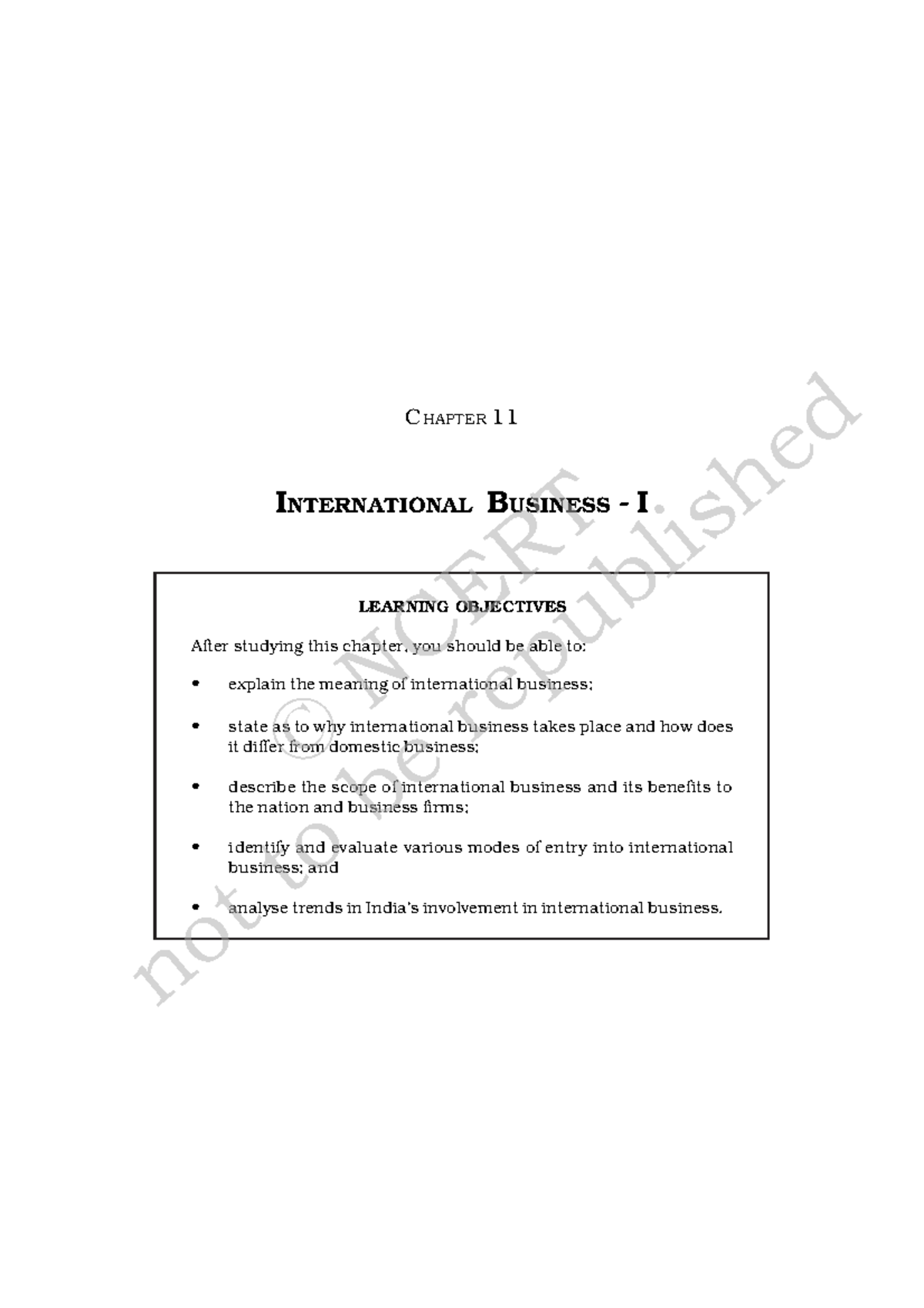 Business 11 - CHAPTER 11 INTERNATIONAL B USINESS- I LEARNING OBJECTIVES ...