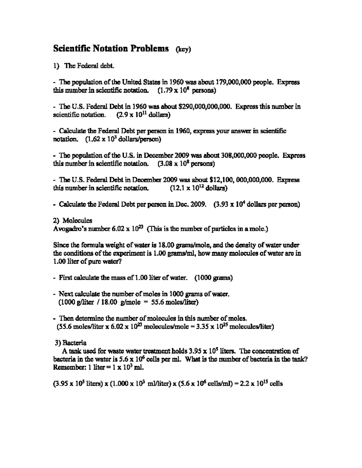 Scientific Notation Problems 1 - Calculus for Science Students I - Studocu