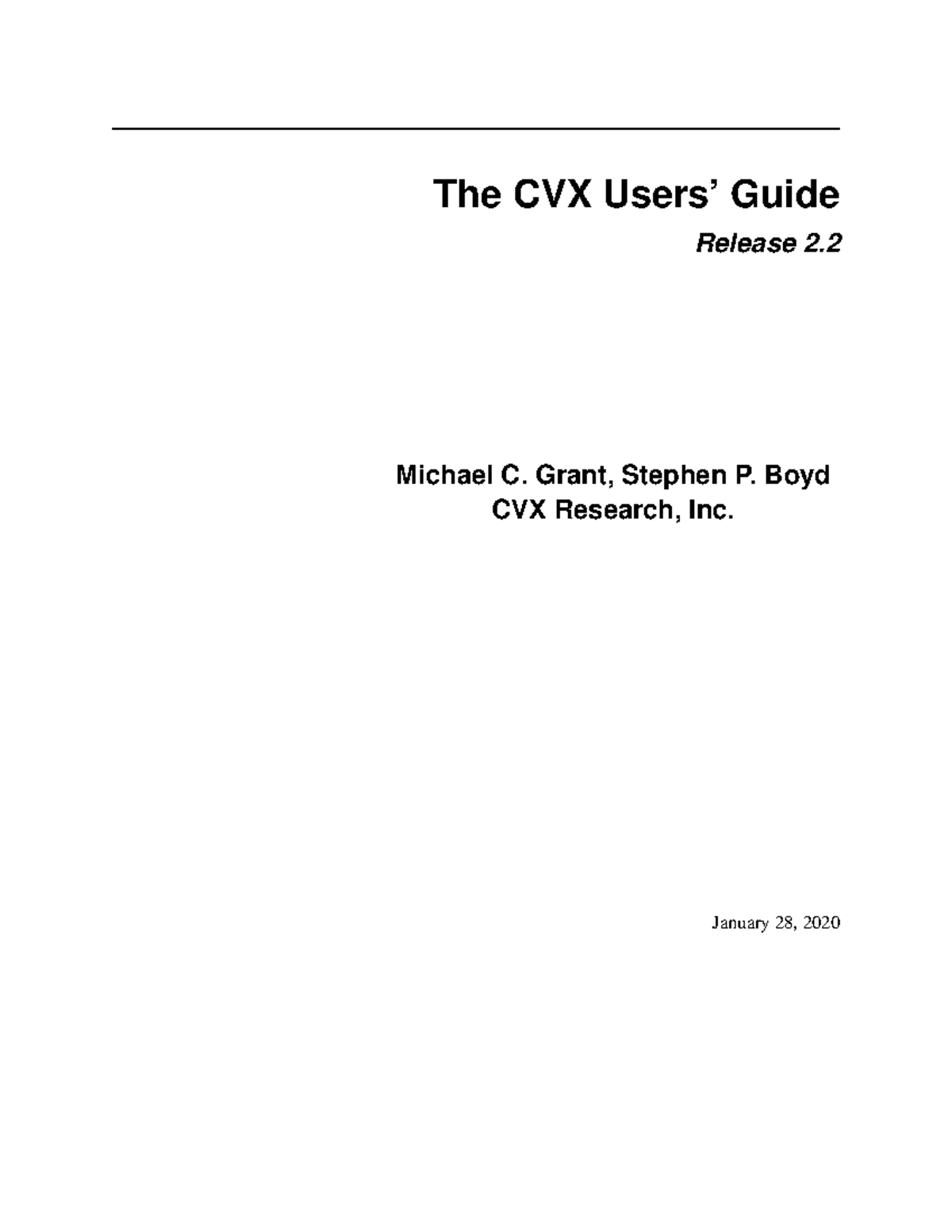 CVX library for MatLab, manual 2020 - The CVX Users’ Guide Release 2 ...