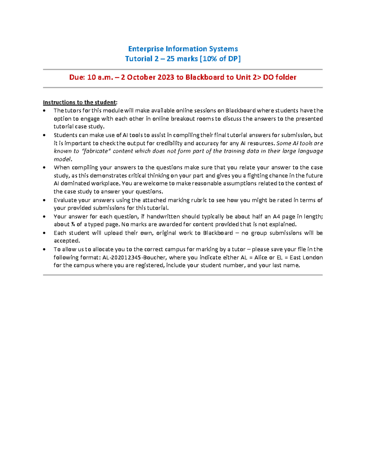 2023 - EIS - Tutorial 2 - DX - Student Copy - Enterprise Information ...