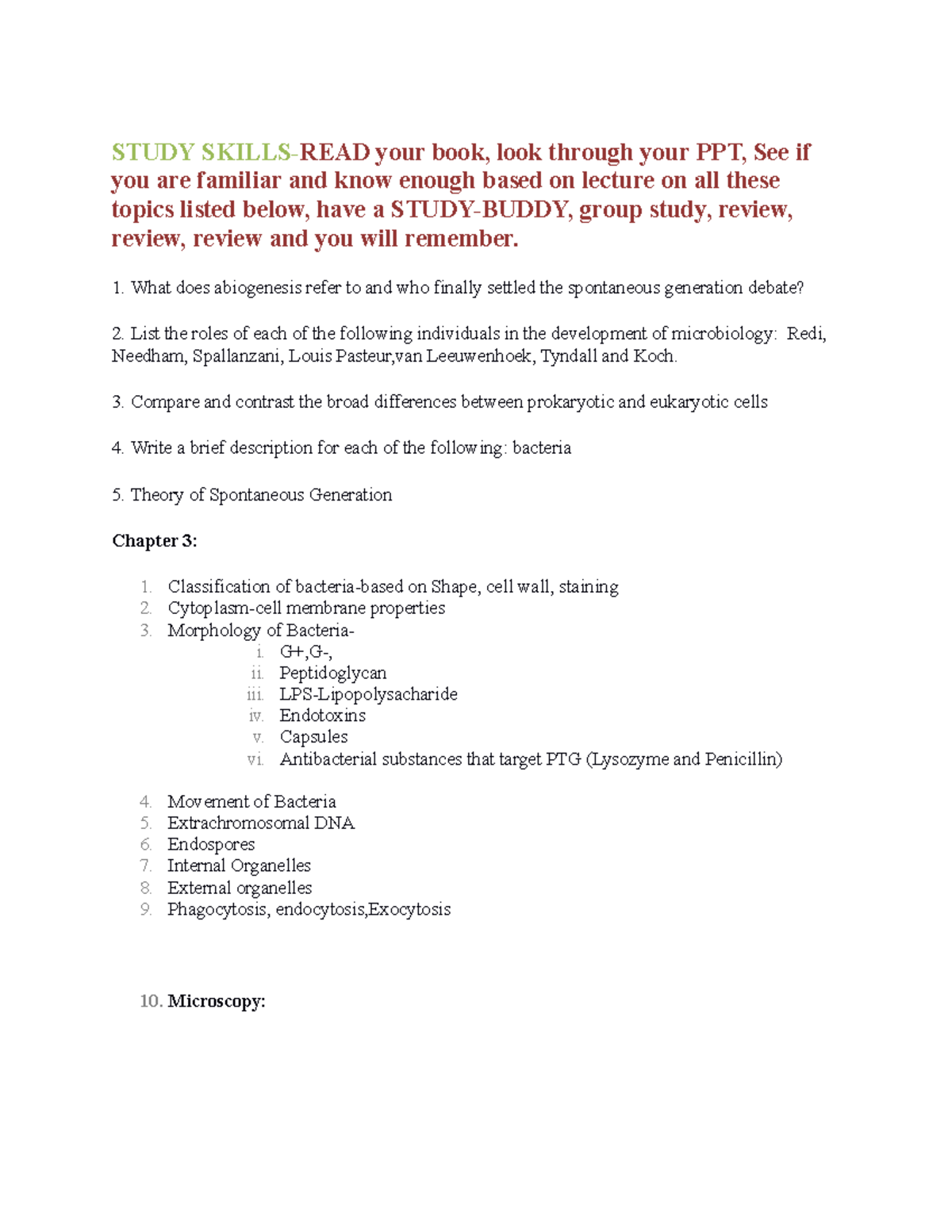 Study guide-1-SM Spring - STUDY SKILLS-READ your book, look through ...