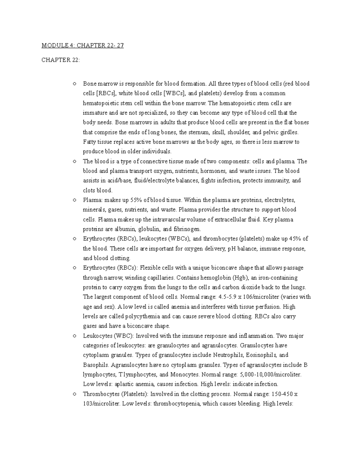 Chapter 22 -25 - Notes from Sherpath - MODULE 4: CHAPTER 22- 27 CHAPTER ...