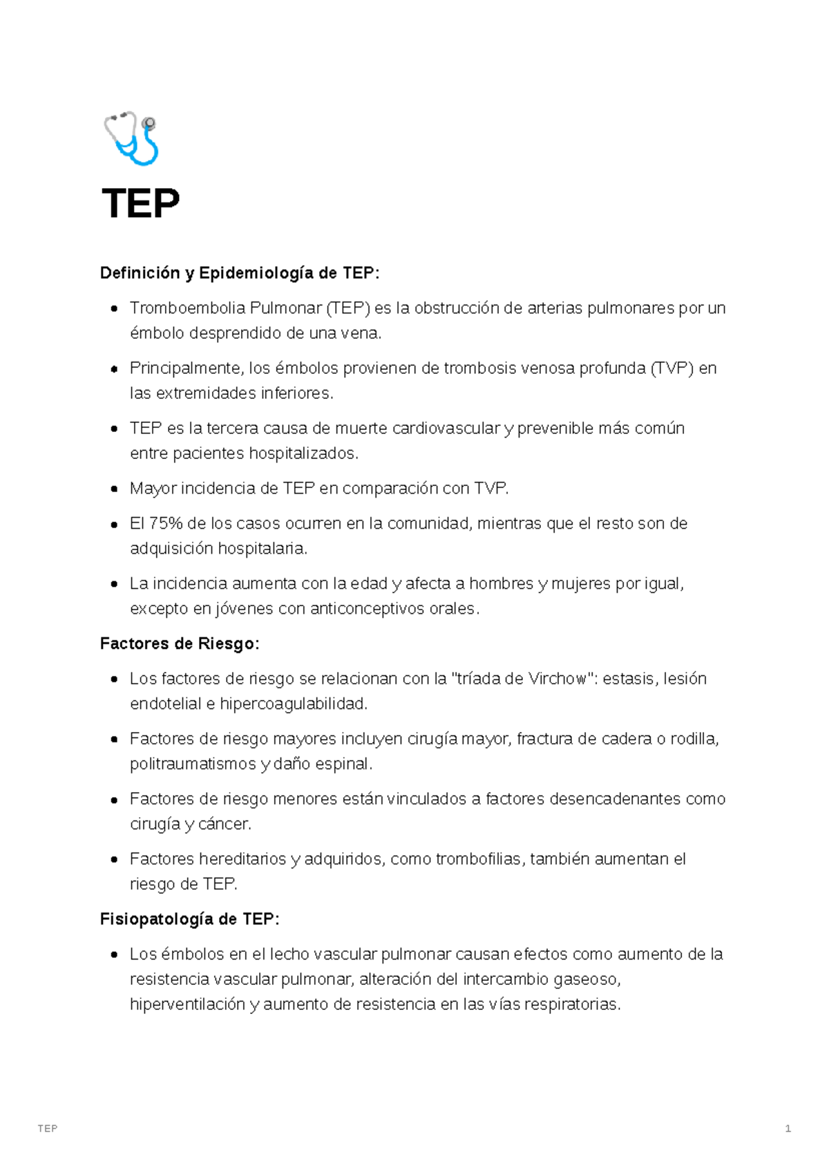 Tromboembolismo pulmonar - TEP 1 : TEP Definición y Epidemiología de ...