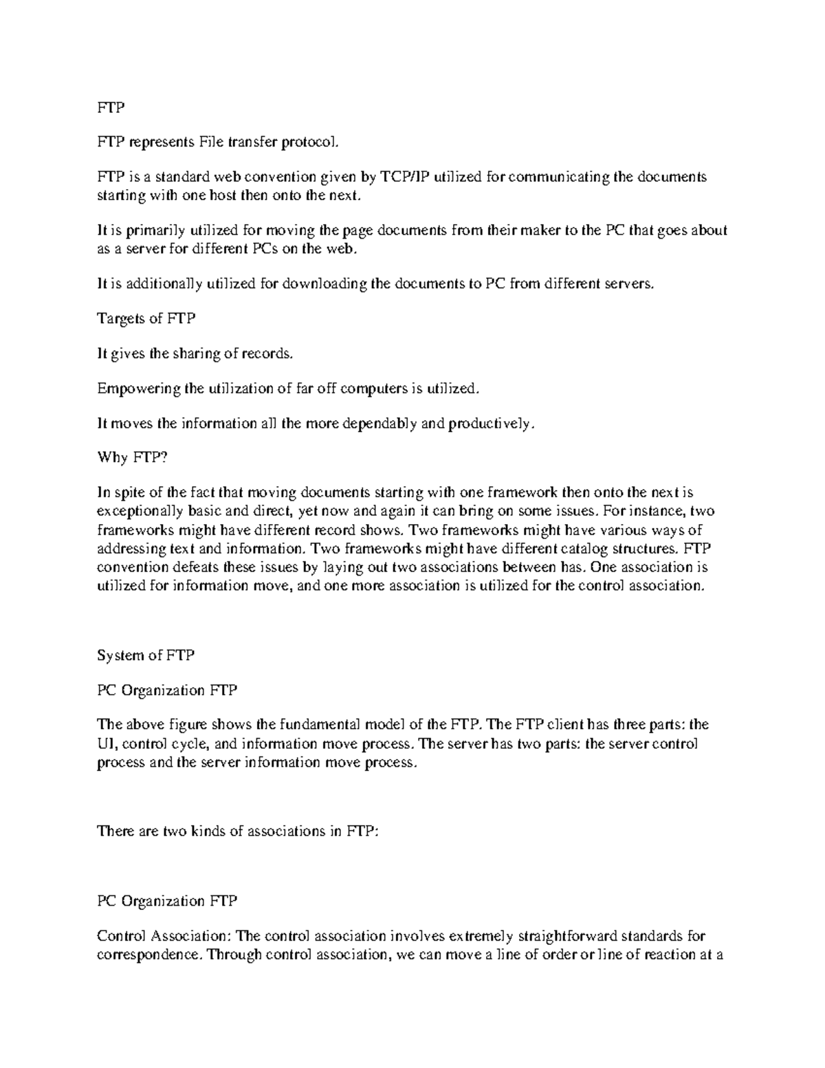 FTP Protocol - FTP FTP represents File transfer protocol. FTP is a ...