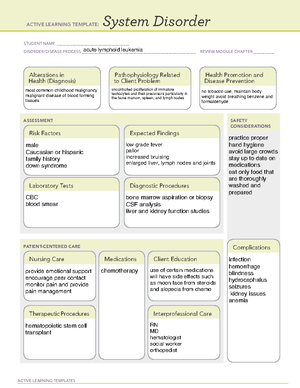 Hypoglycemia ati template - ACTIVE LEARNING TEMPLATES System Disorder ...