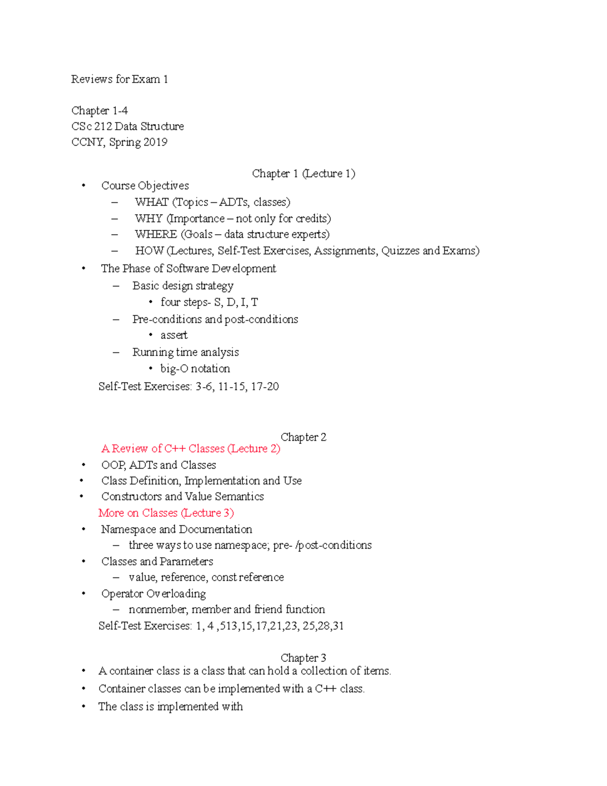 Spring 2019-CSC21200-Exam1Study Guide - Reviews for Exam 1 Chapter 1 ...