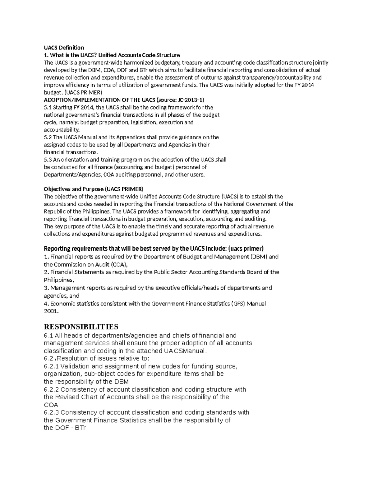 UACS Report Summary - **UACS Definition What is the UACS? Unified ...