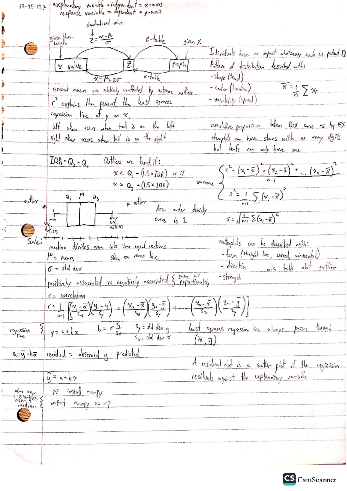 DS1000 Midterm Study Sheet - DS 1000A - CamScanner - Studocu