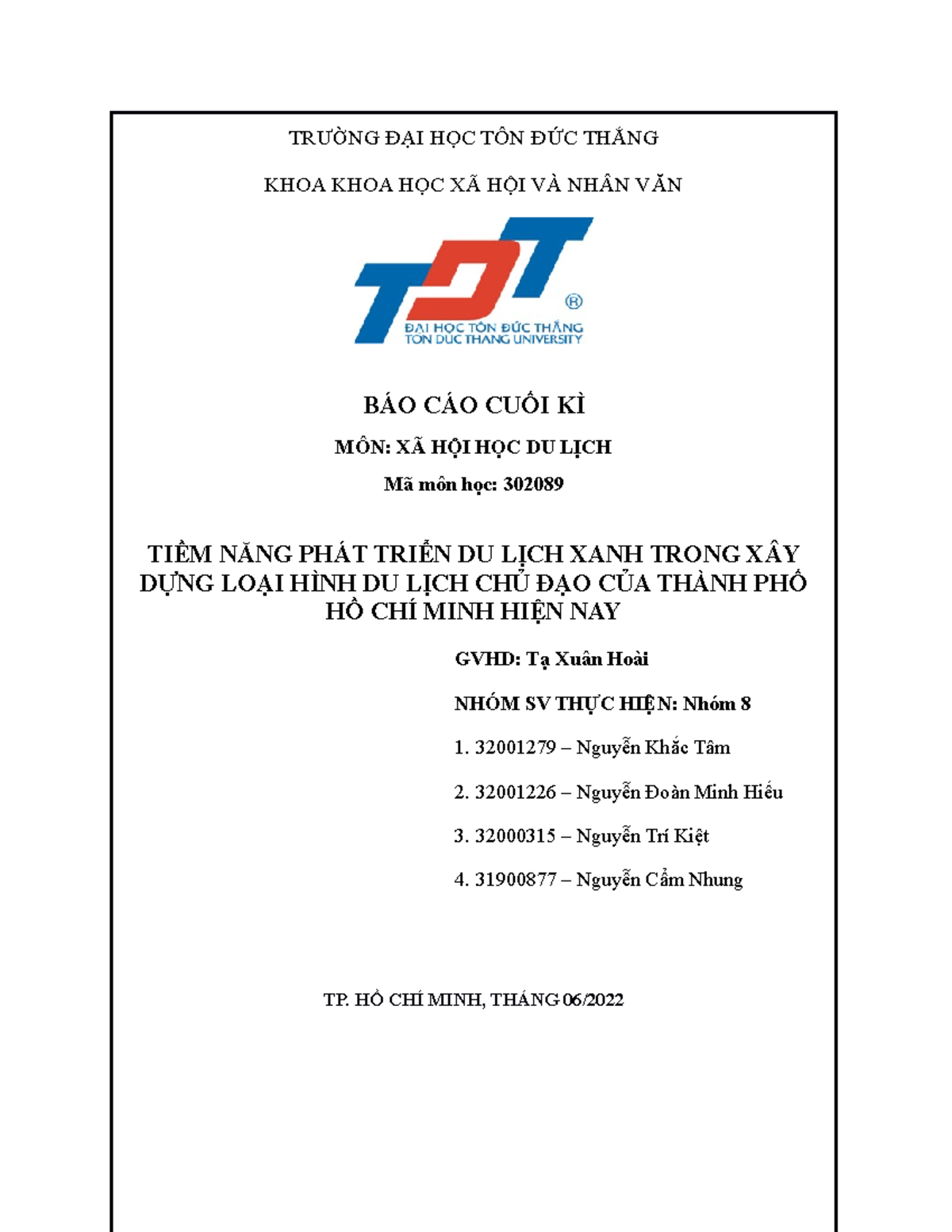 BÁO CÁO CUỐI KÌ NHÓM 8 - sdasdasdasd - TRƯỜNG ĐẠI HỌC TÔN ĐỨC THẮNG ...