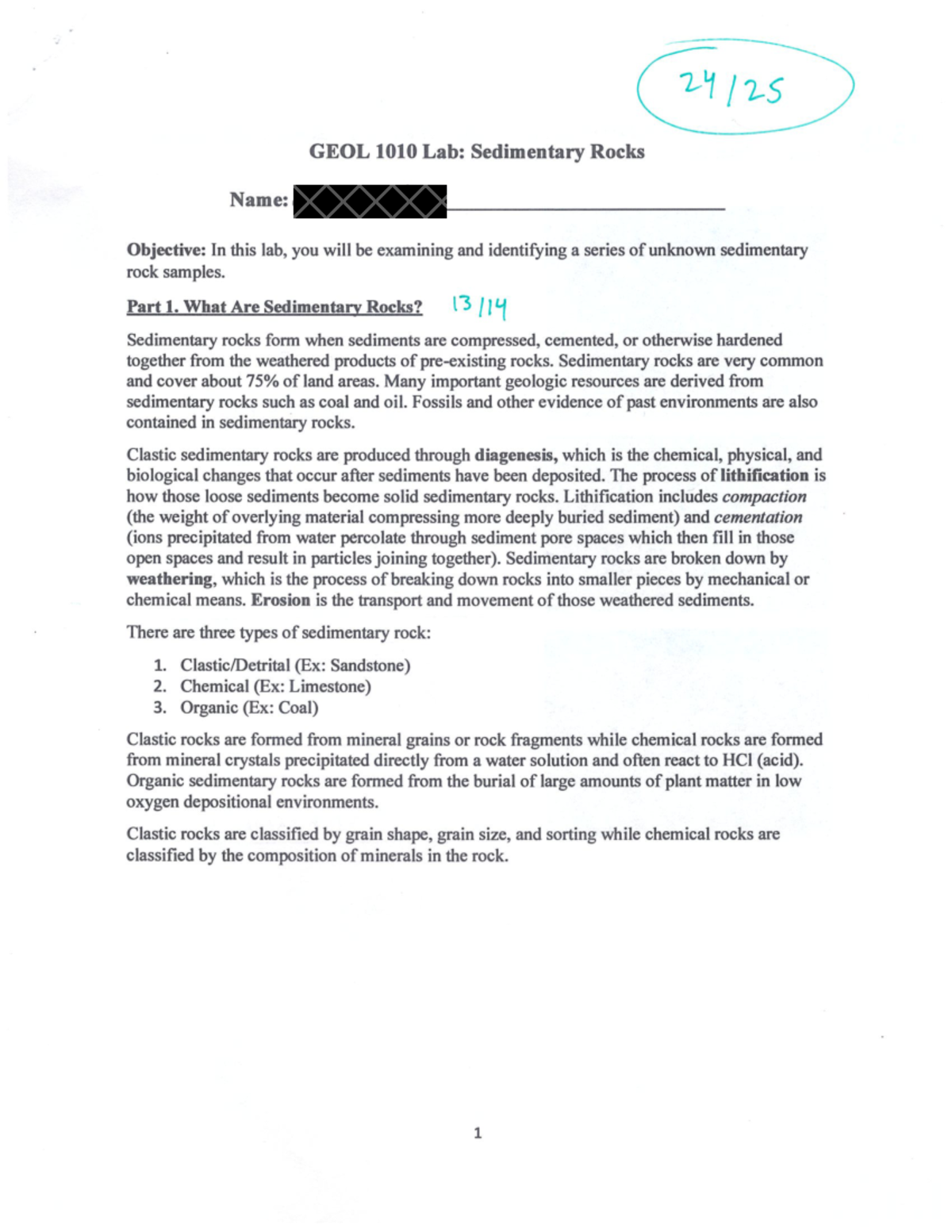 Sedimentary Rocks - GEOL 1010-100 - Studocu
