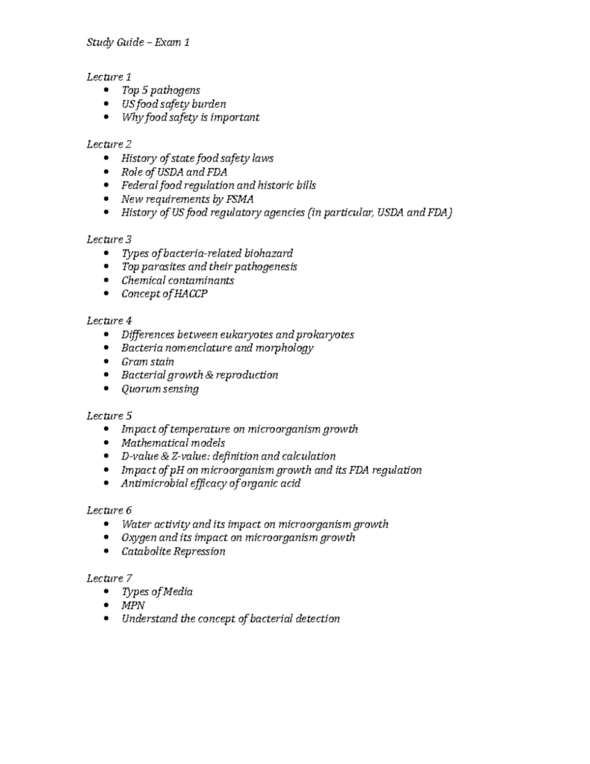 Exam 1Study Guide - Lecture notes Exam 1 - Study Guide – Exam 1 Lecture ...