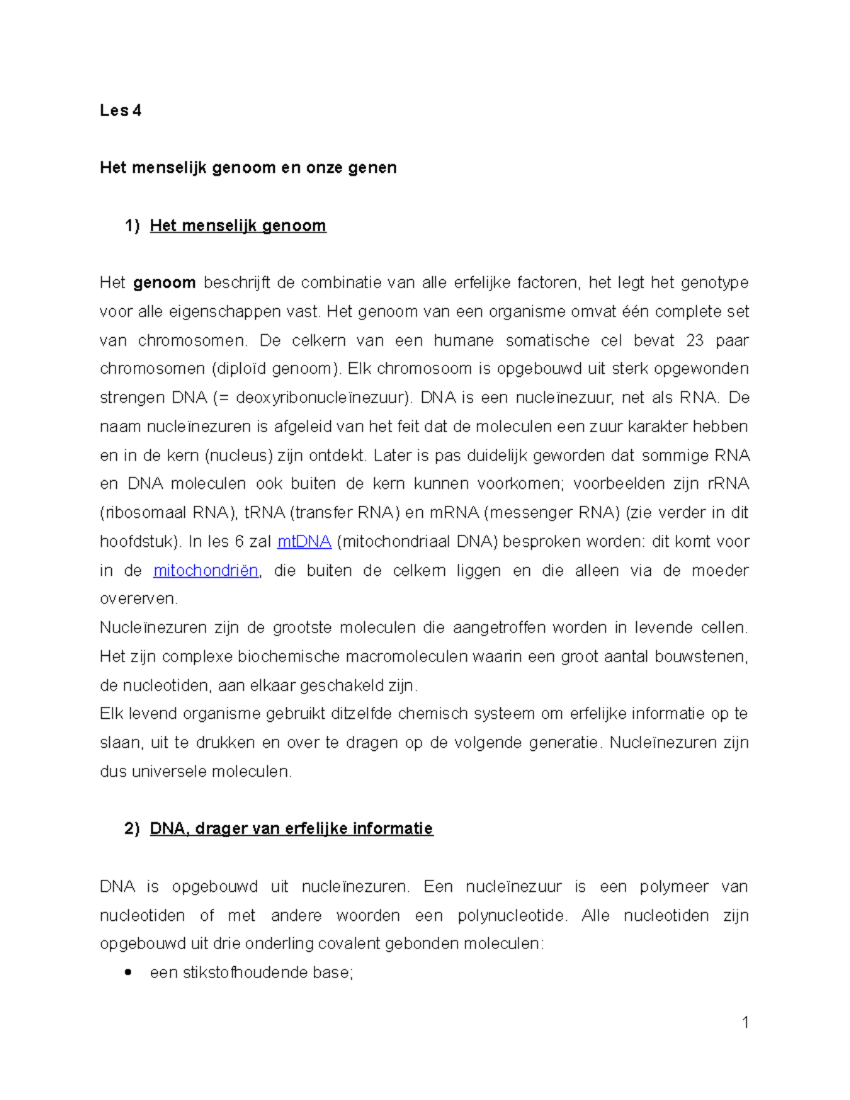 humane genoom en onze genen - Les 4 Het menselijk genoom en onze genen ...