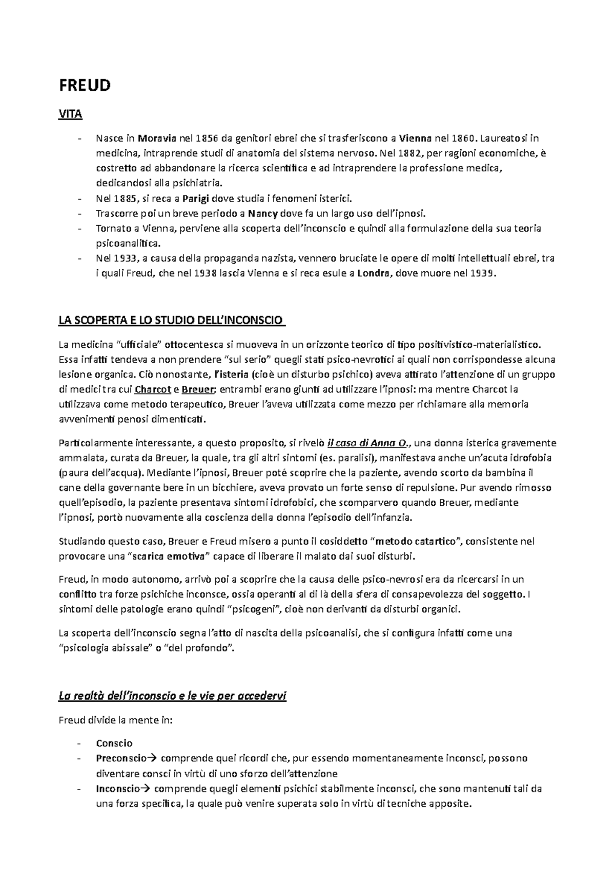 Freud - FREUD VITA Nasce in Moravia nel 1856 da genitori ebrei che si ...