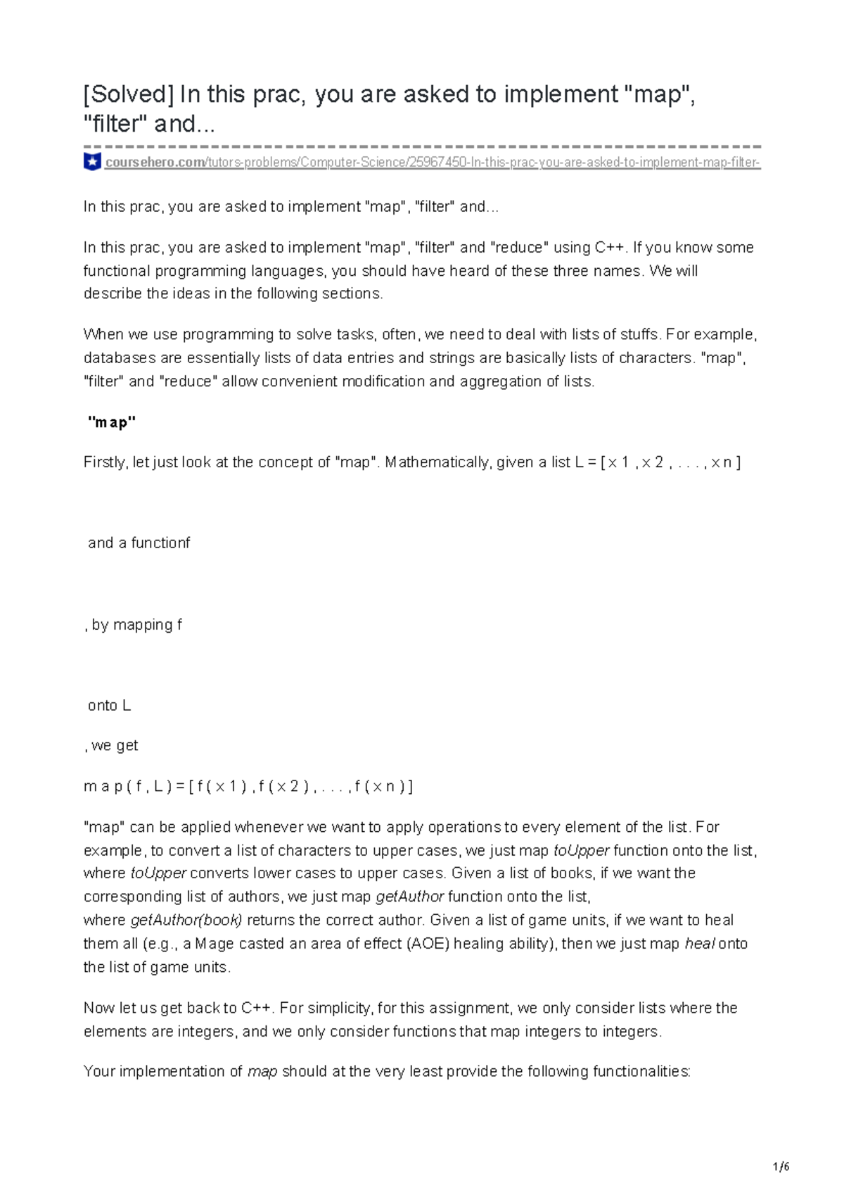 Coursehero.com-Solved In this prac you are asked to implement map ...