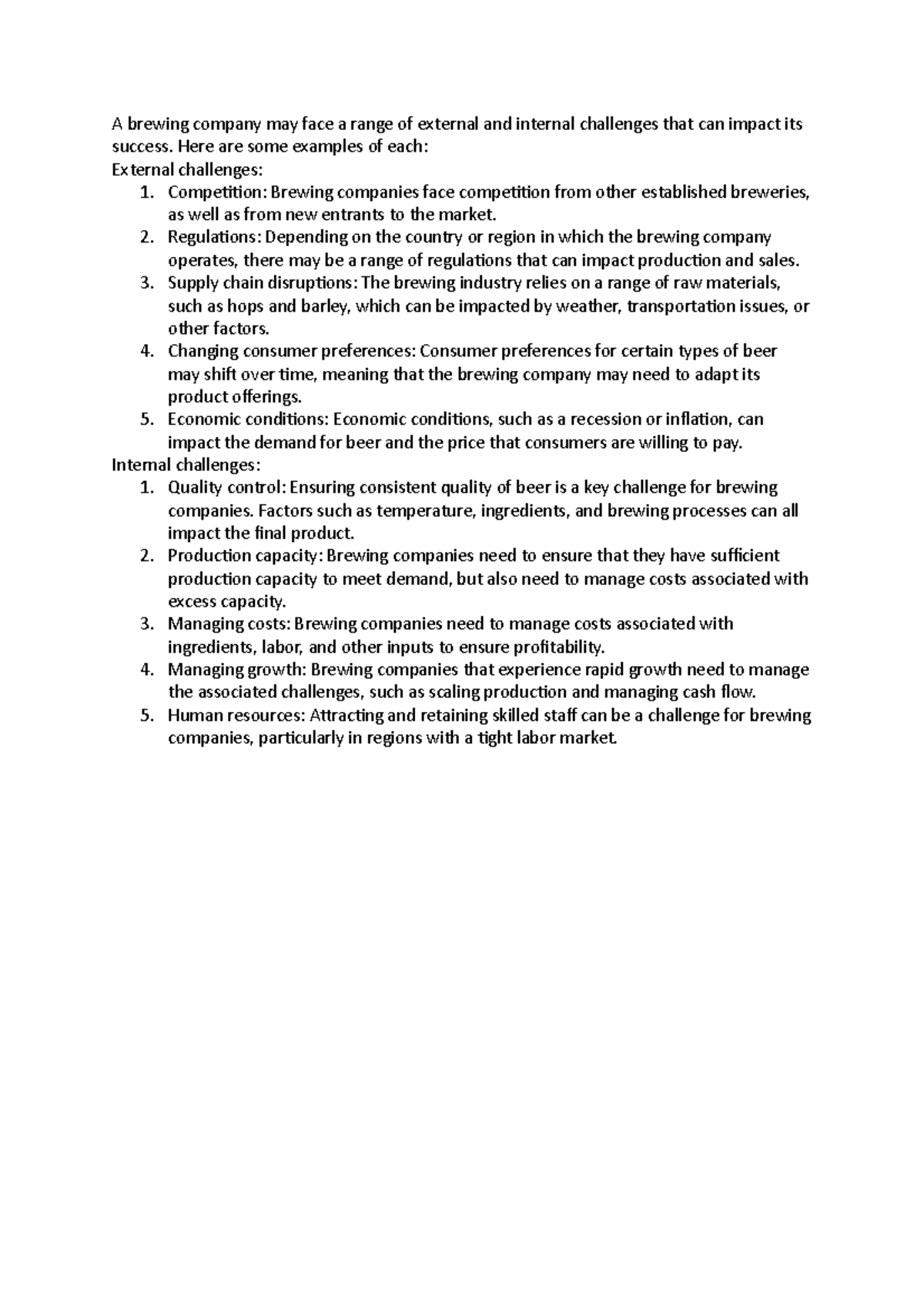 External and internal challenges - Here are some examples of each ...