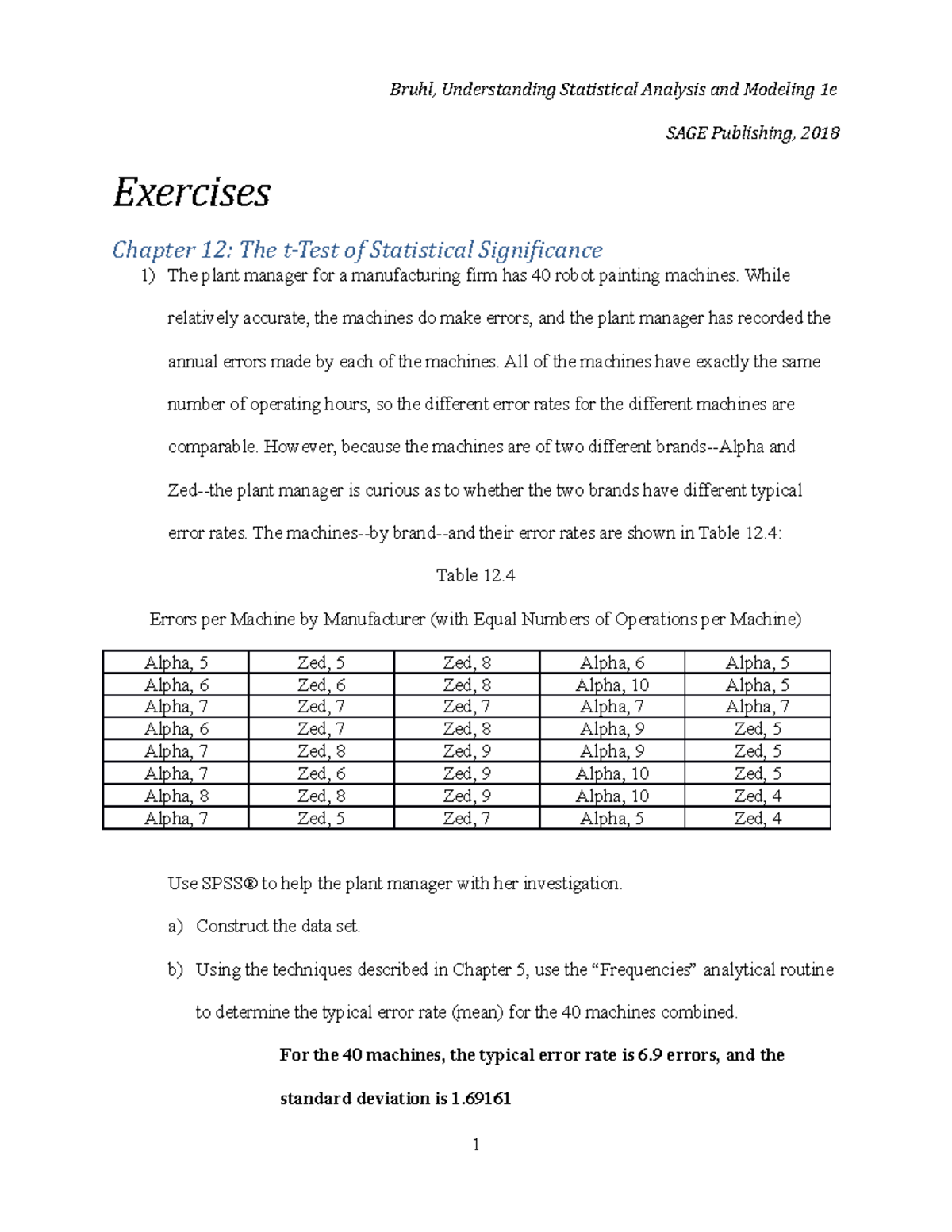 Bruhl Chapter 12 HW - Bruhl, Understanding Statistical Analysis and ...