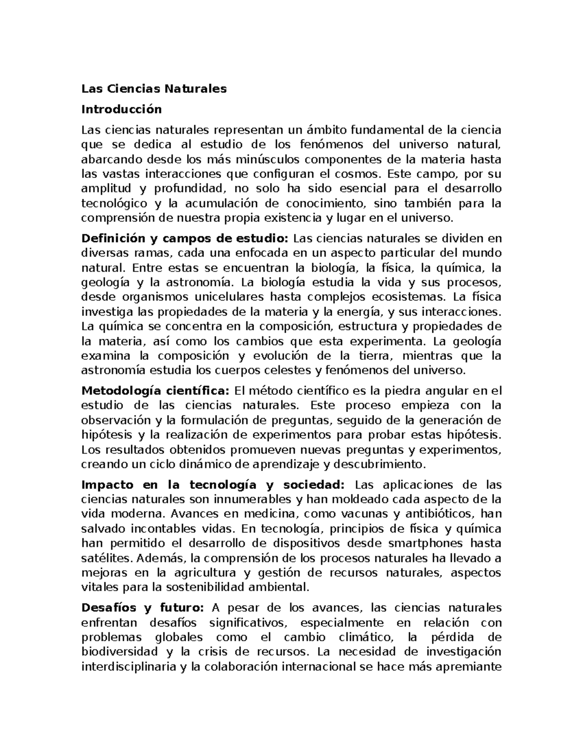 Las Ciencias Naturales - Las Ciencias Naturales Introducción Las ...