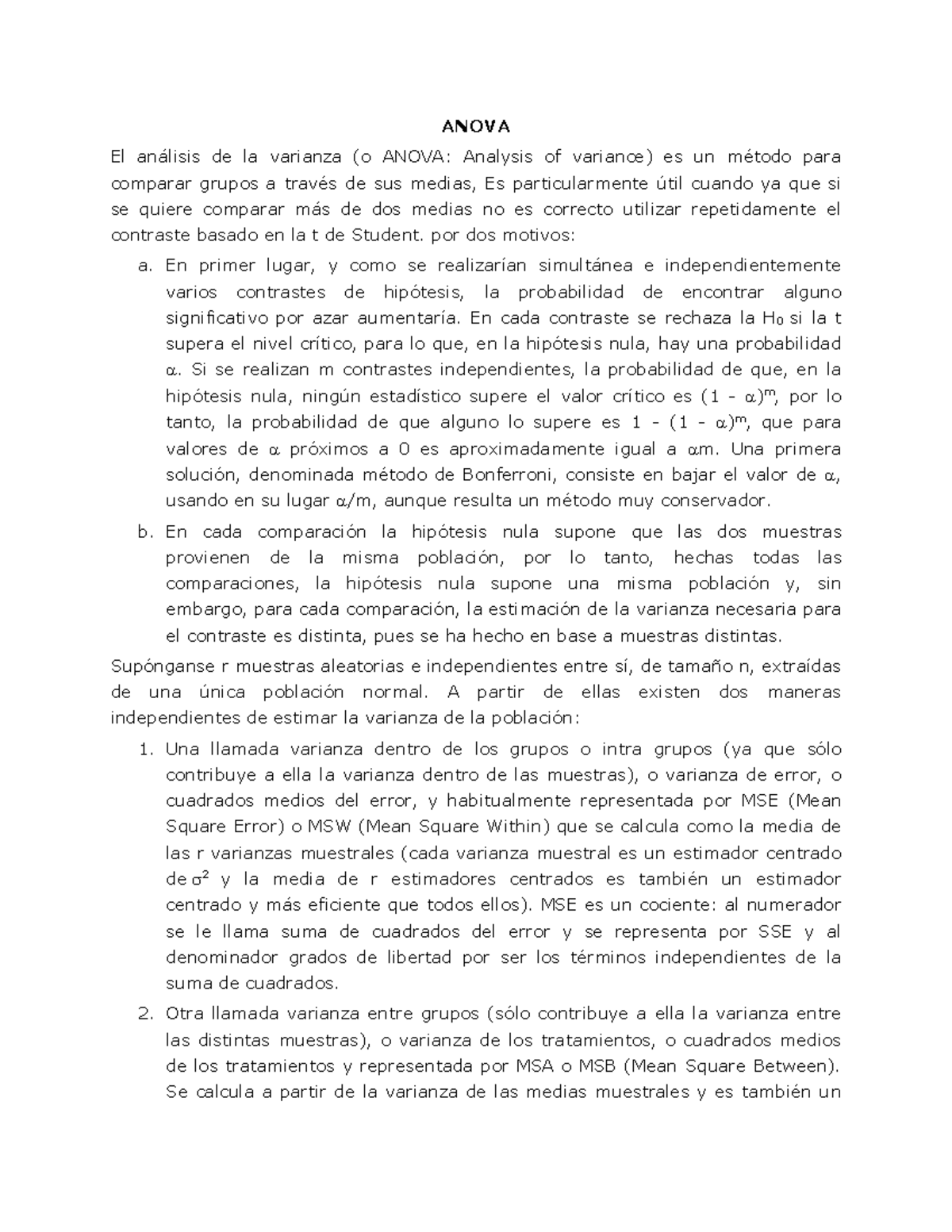 Anova - Resumen Plays and Fragments - ANOVA El análisis de la varianza (o ANOVA: Analysis of ...