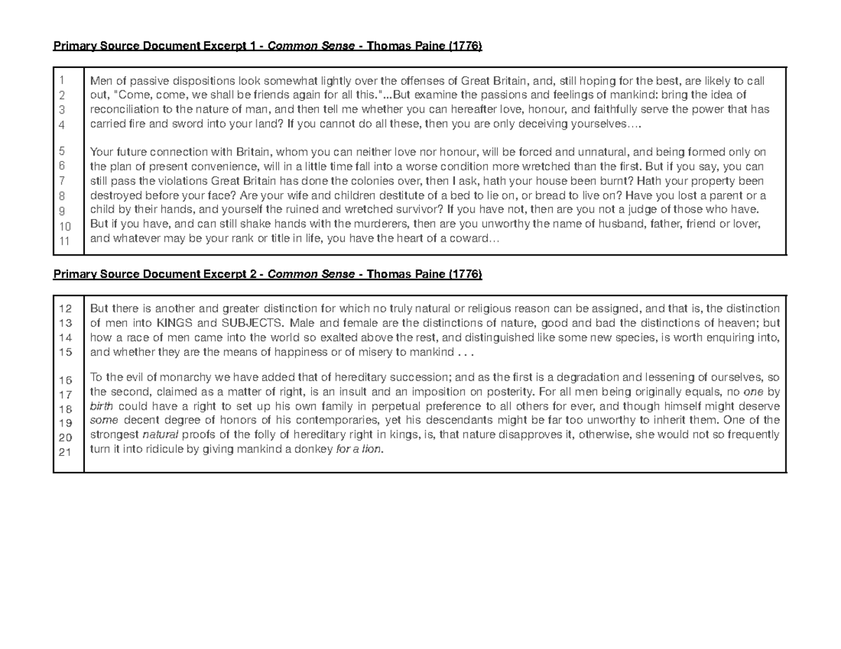 Common Sense - ".. examine the passions and feelings of mankind: bring ...