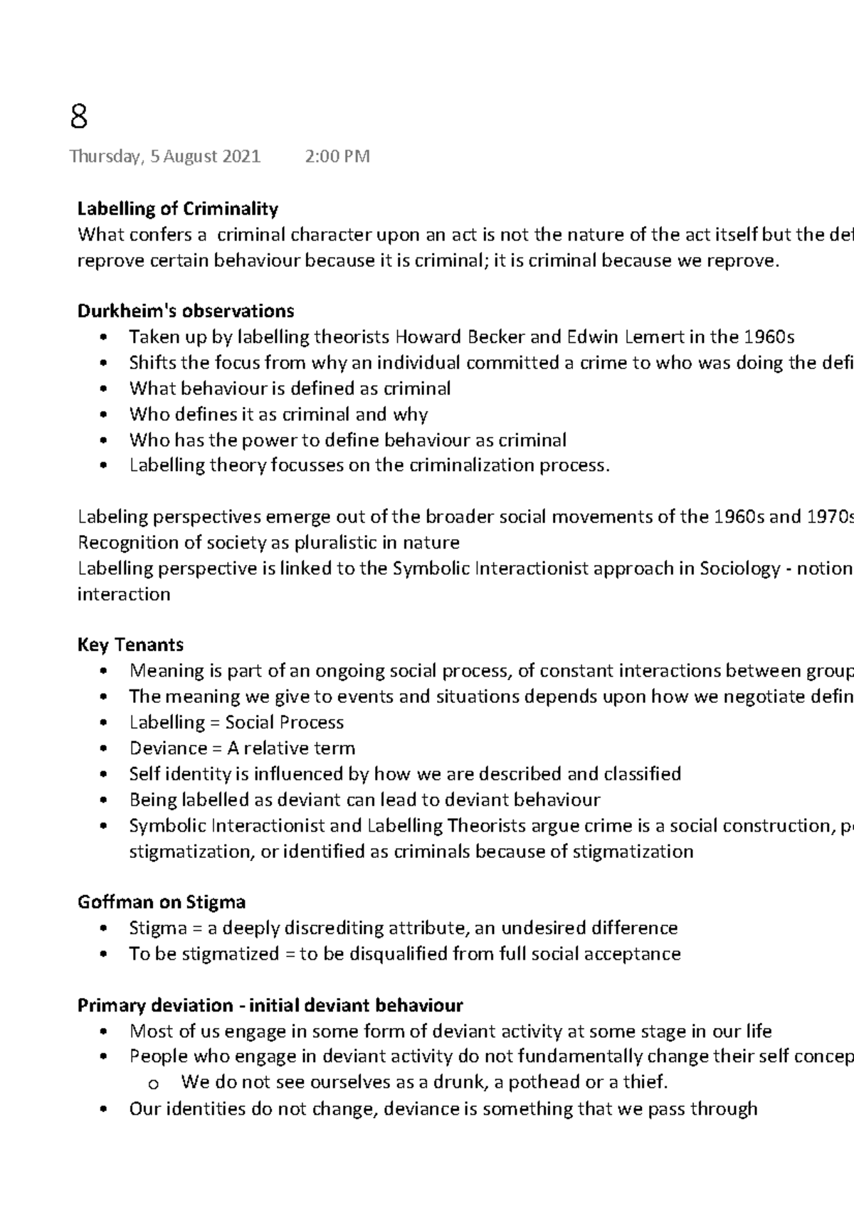 Labelling of Criminality - Durkheim's observations - Taken up by ...