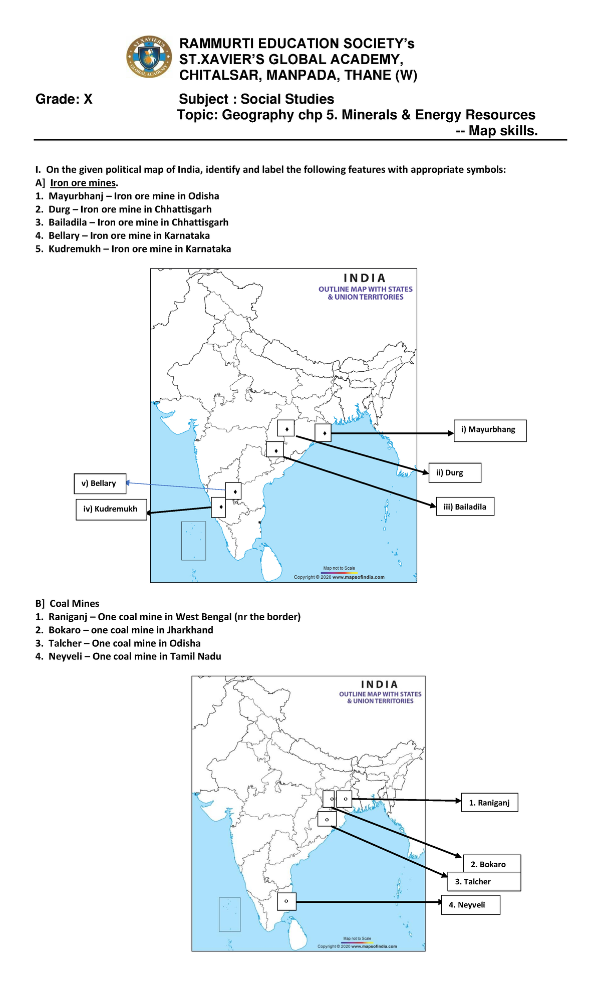 Grade 10 GEOG MAP chp 5 Minerals and power resources MAP Skills ...