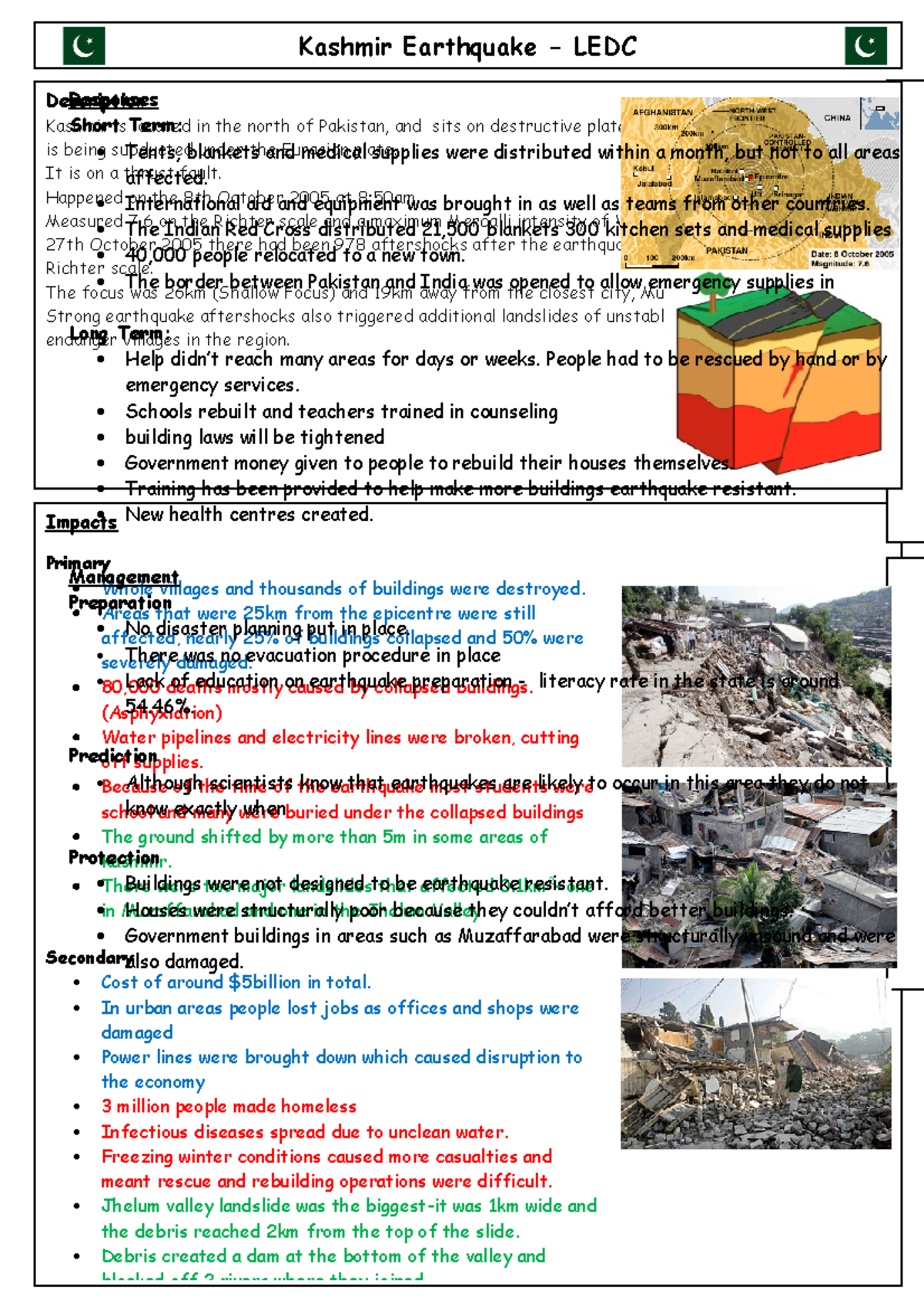 Kashmir Earthquake - Lecture notes - Description Kashmir is located in ...